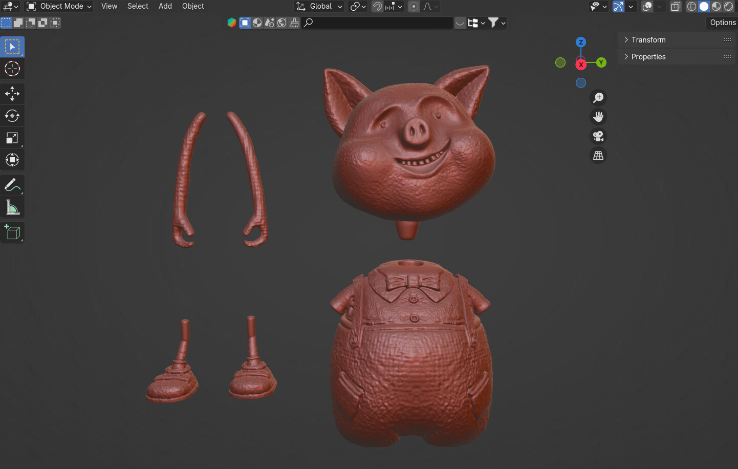 Khem T - Creepy Pig doll 3D Model : commission work