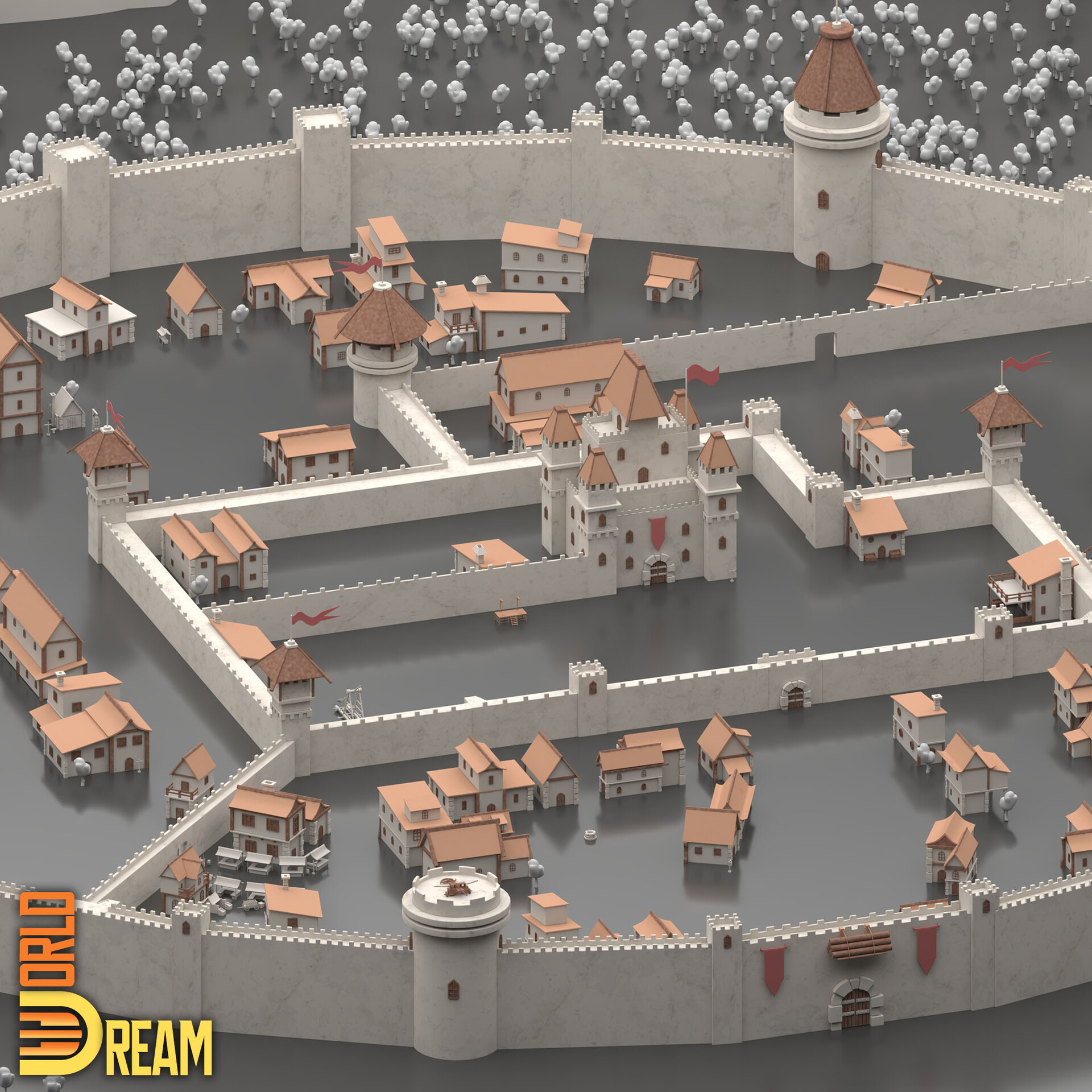 ArtStation - 70 Medieval Castle Environment Basemesh 3D Models ...