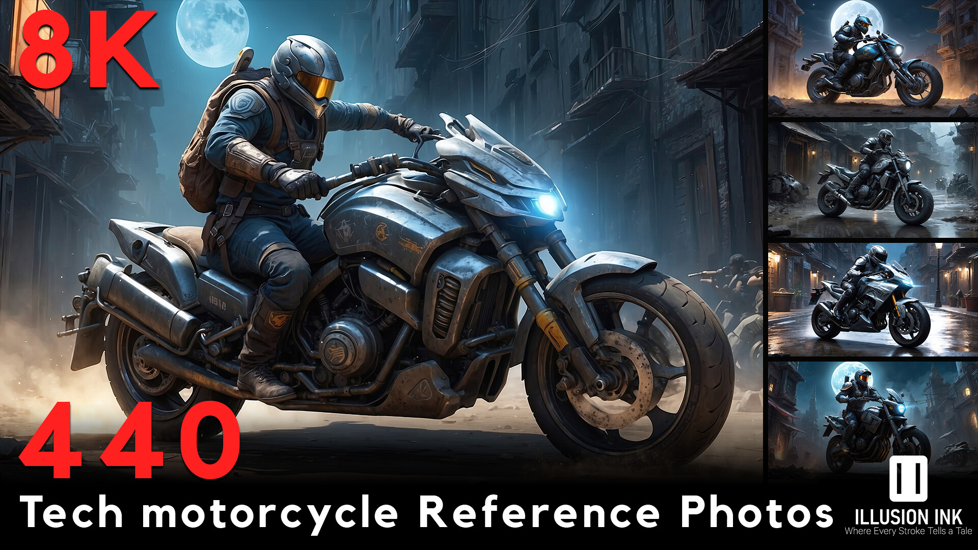 ILLUSION INK - 440 Tech Motorcycle Reference Photos | 8K