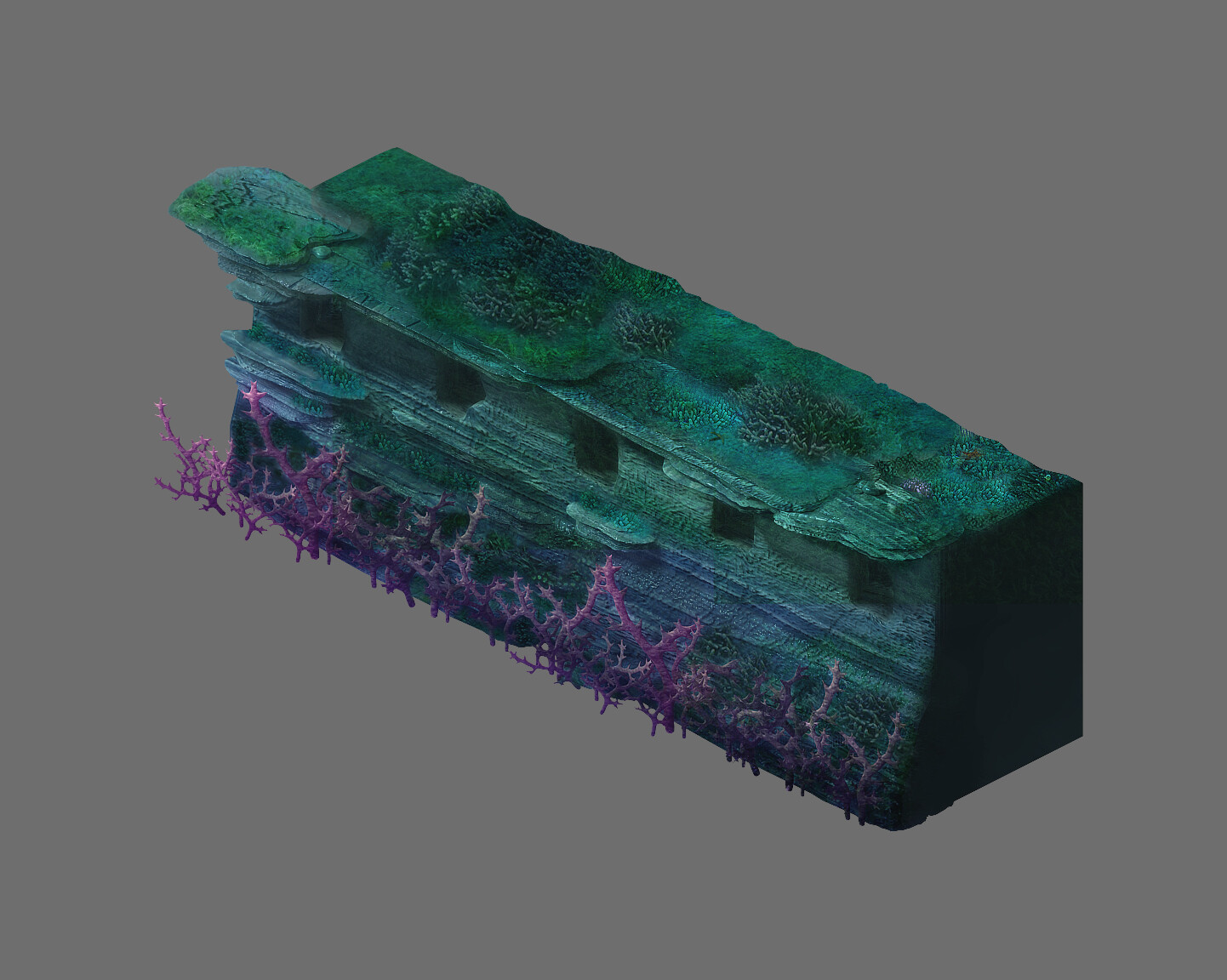 ArtStation - Game Model - Seabed - Coral City Wall 01