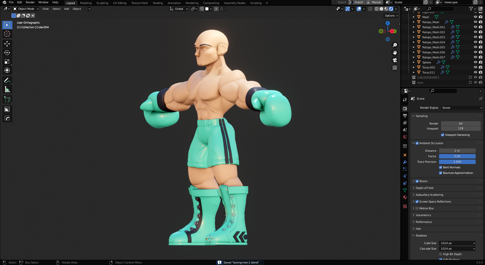 Phong Ly - Blockshape the Boxing character in Blender