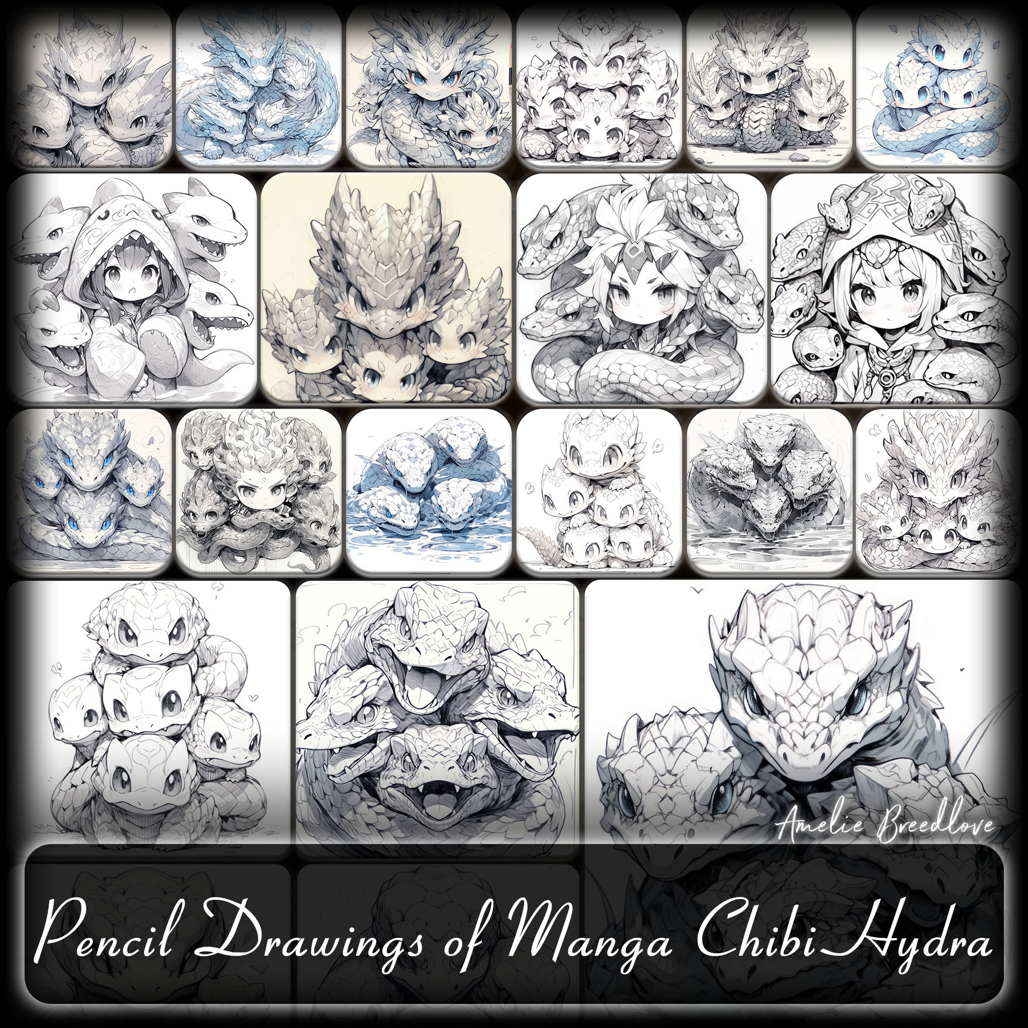 Amelie Anime - 200 Pencil Drawings of Manga Chibi Hydra (Full Body ...