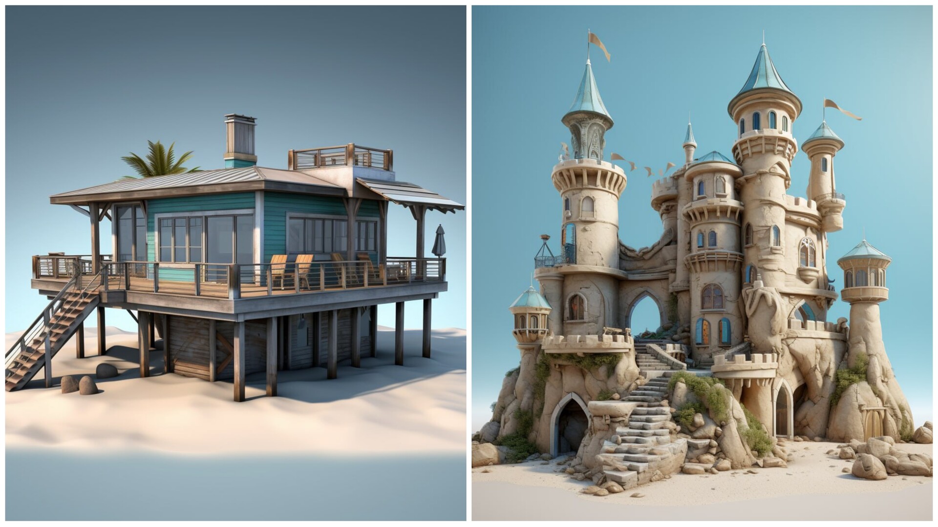 Concept Art - +330 Stylized Beach Architecture Concept (4k) | Vol_62