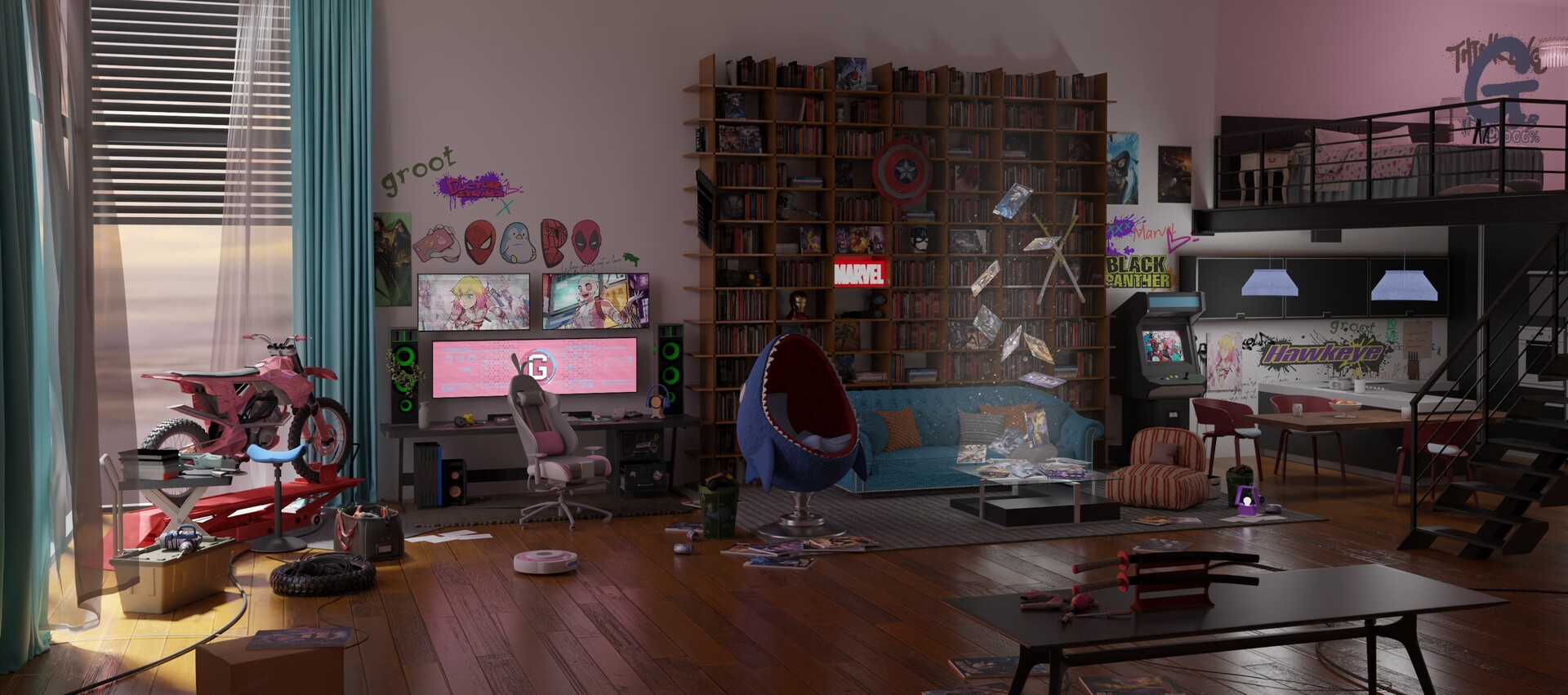 ArtStation - 漫威对决 格温侍房间。MARVEL Duel Gwenpool’s room