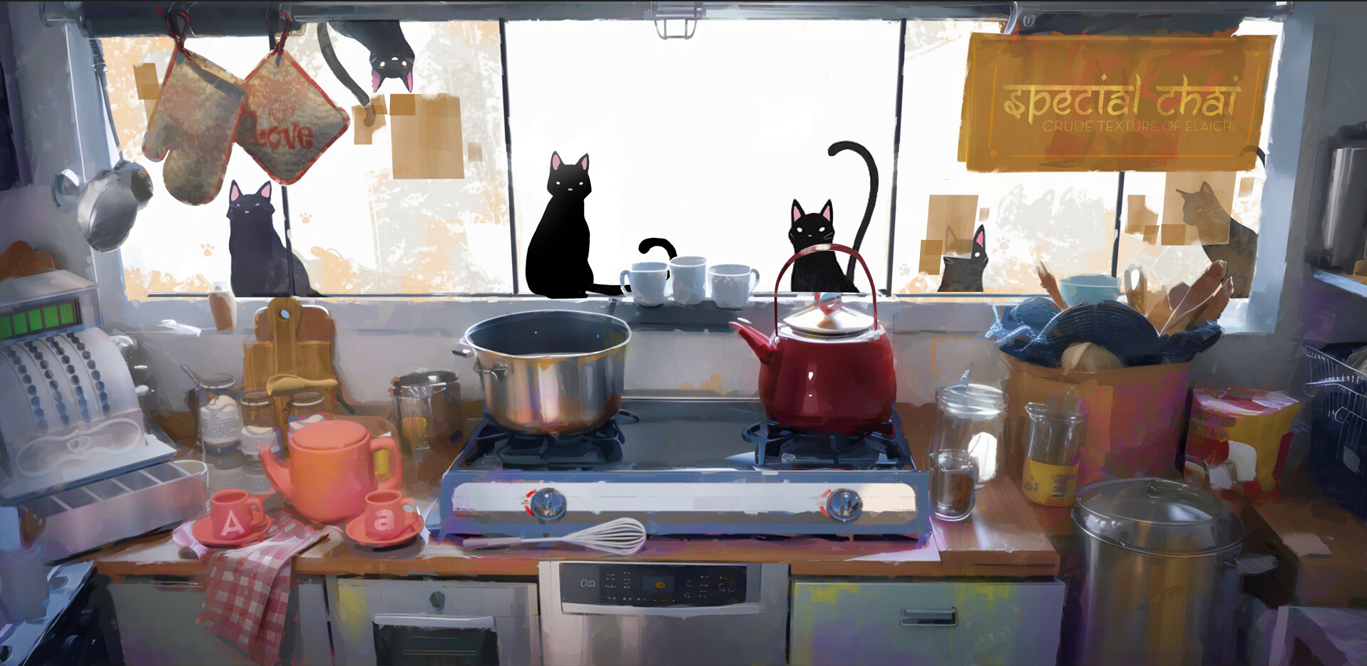 ArtStation - Cats In Kitchen