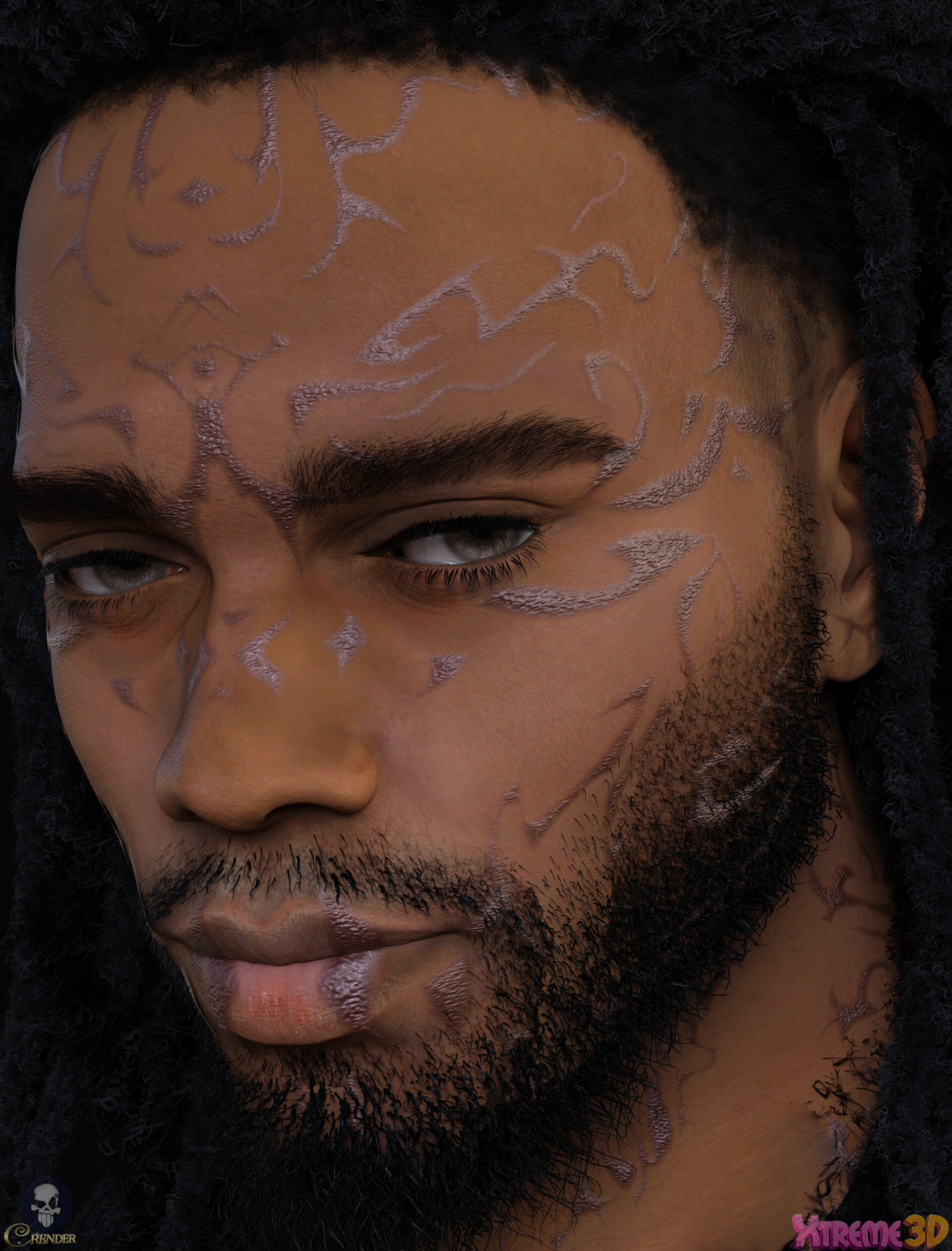 Xtreme3D Studio - FPE Fantasy Scarification Face Tattoos Geoshell for G9