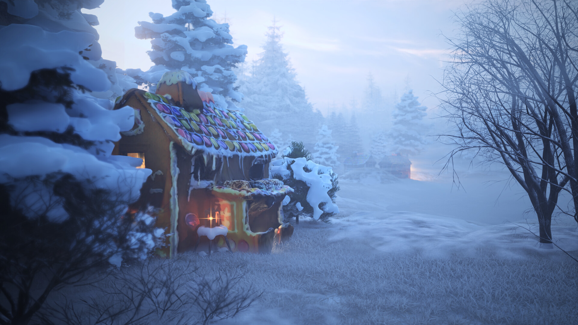 ArtStation - Ginger house in snow.
