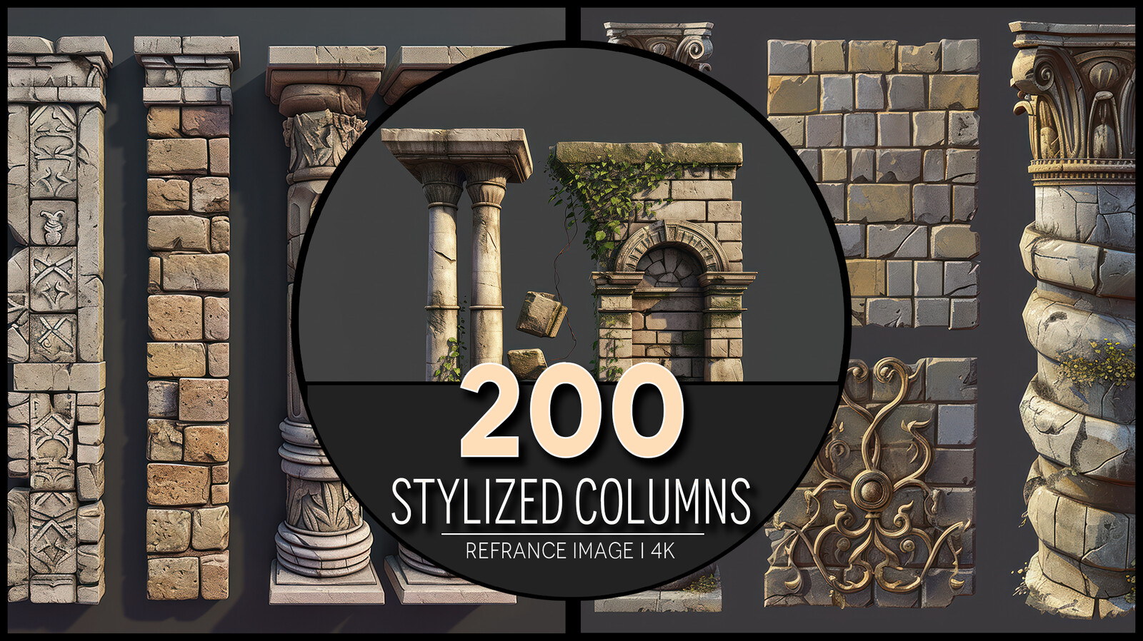Pixel Ref - Stylized Columns 4K Reference/Concept Images
