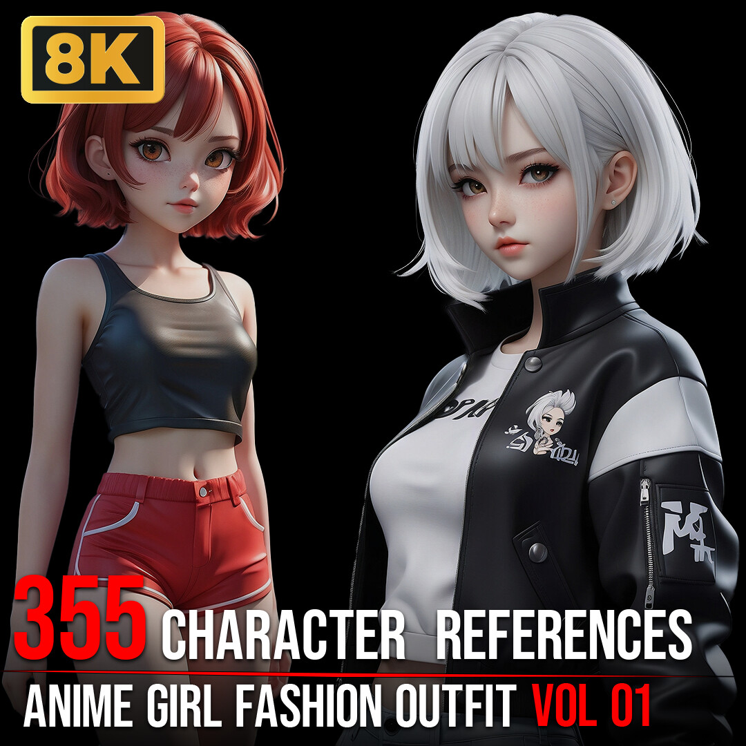 ArtStation - 355_Anime_Girl_Fashion_Outfit_Reference_Photos|8K