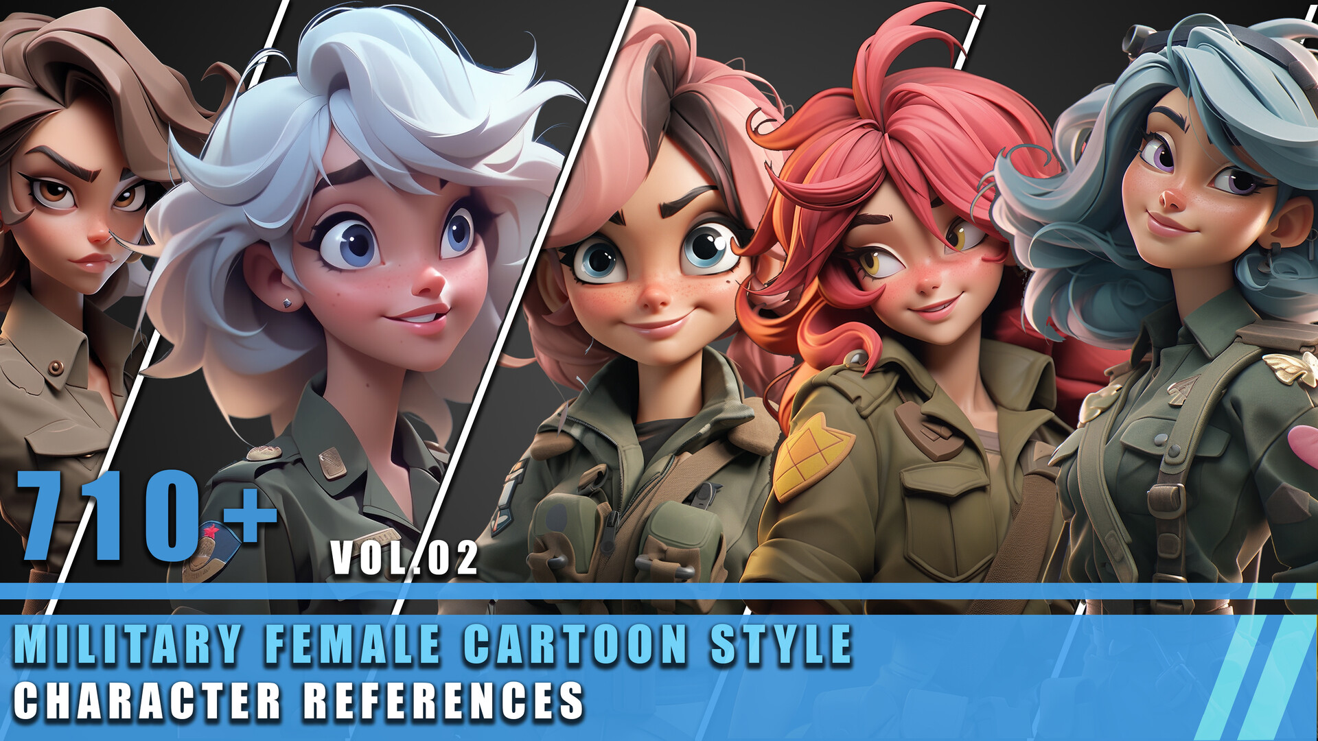 WaterLaw's Studio - 710+ Military Female Cartoon Style - Character ...