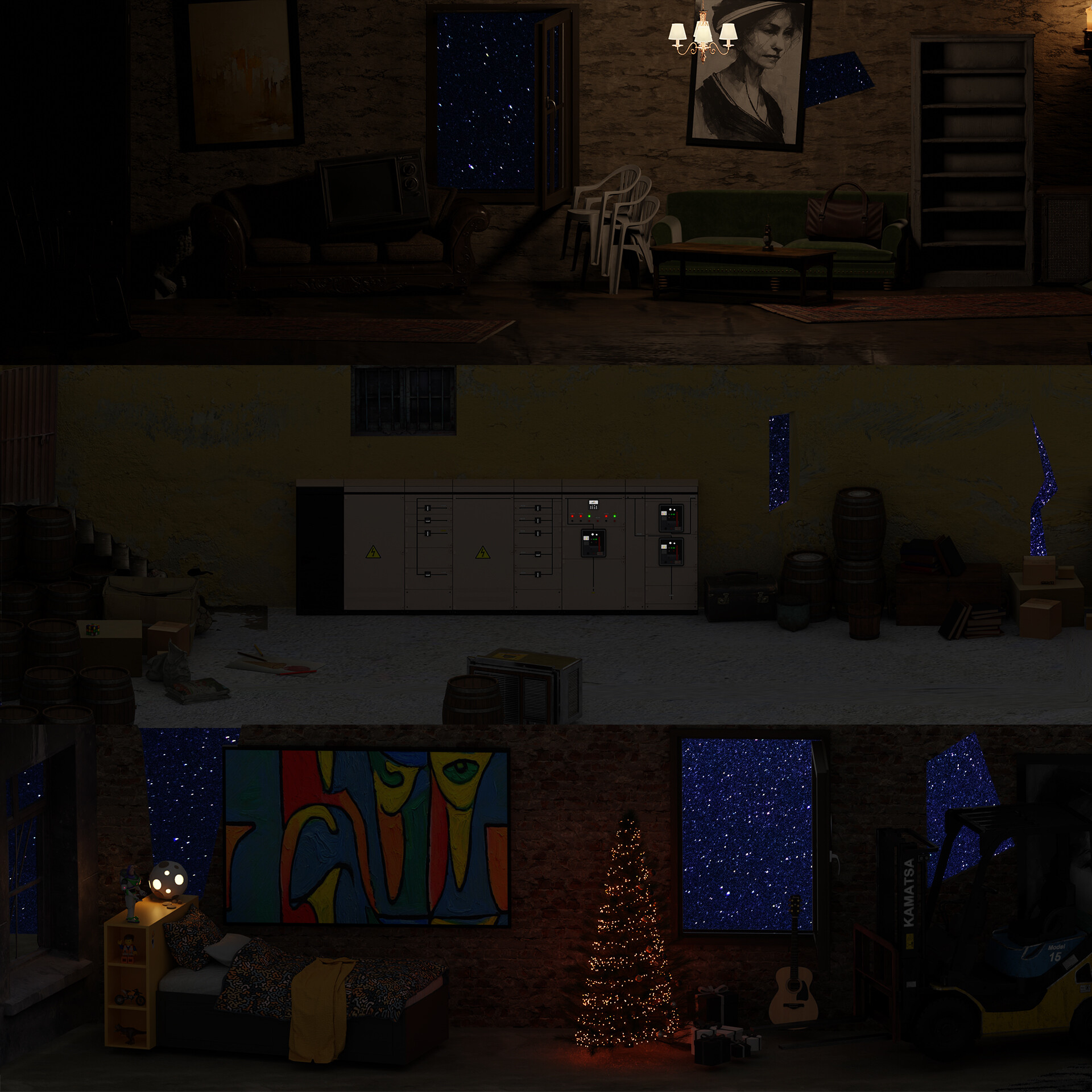 ArtStation - Low Light IKU game jam level designs