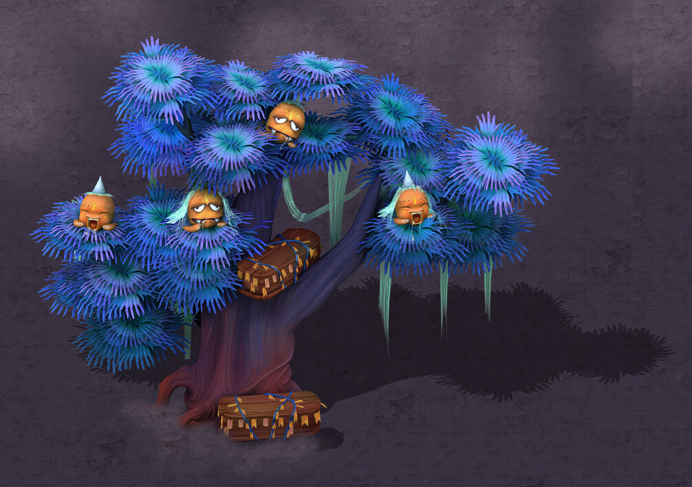 ArtStation - Cartoon hell - ghost coffin tree 02