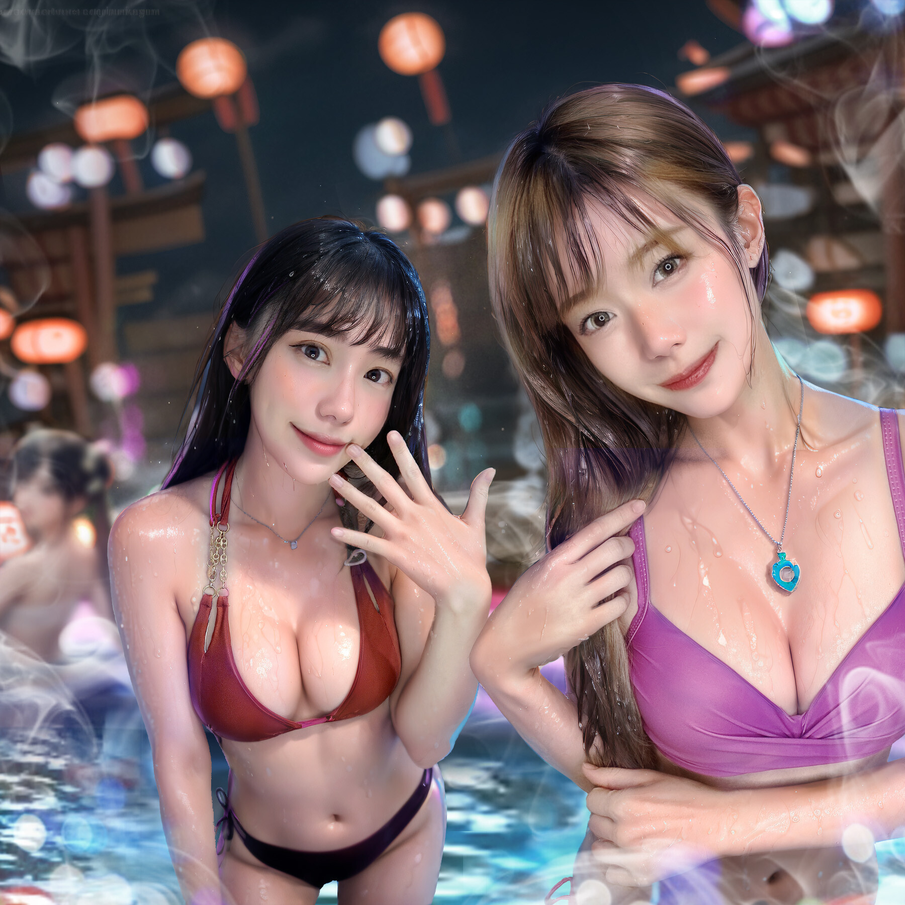 ArtStation - 仙剑丨仙灵温泉 Vivi & 皮皮