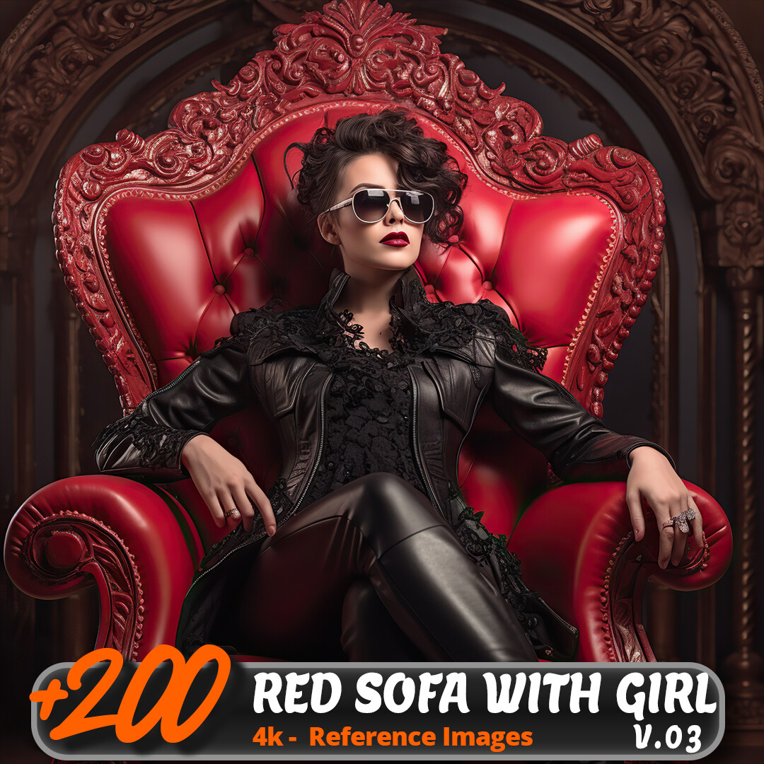 Princesa sofia - RED SOFA WITH GIRL VOL. 03/ 4K/ Reference Image