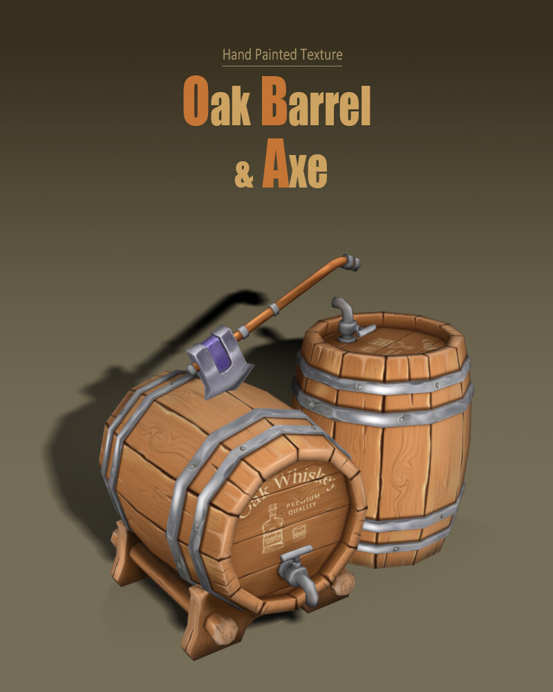 ArtStation - Oak Barrel & Axe