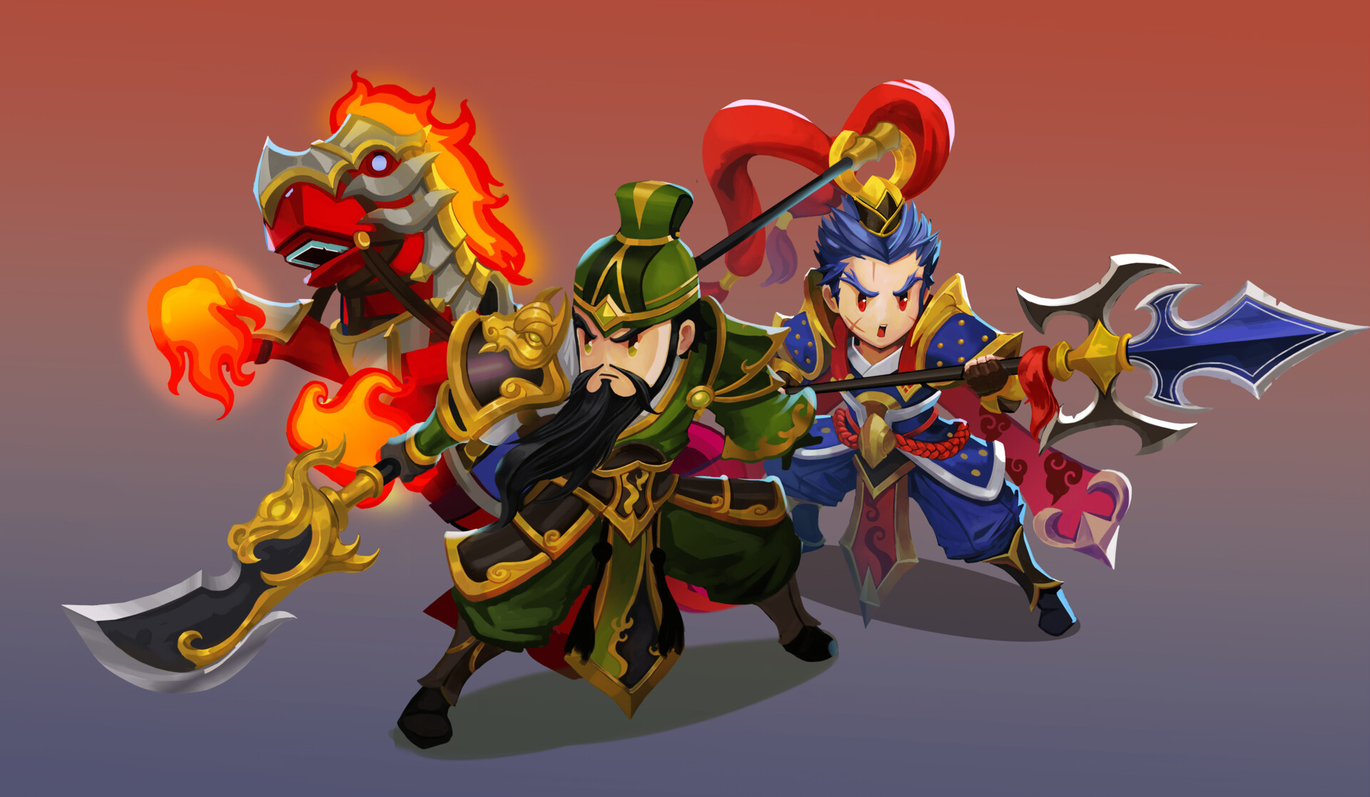 ArtStation - MOBILE GAME RUMBLE KNIGHTS (LUBU, GUAN YU, RED HARE)