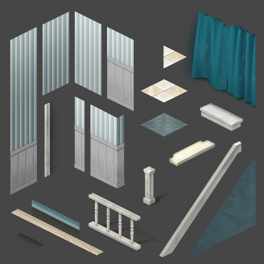 ArtStation - 2D Tile set for room