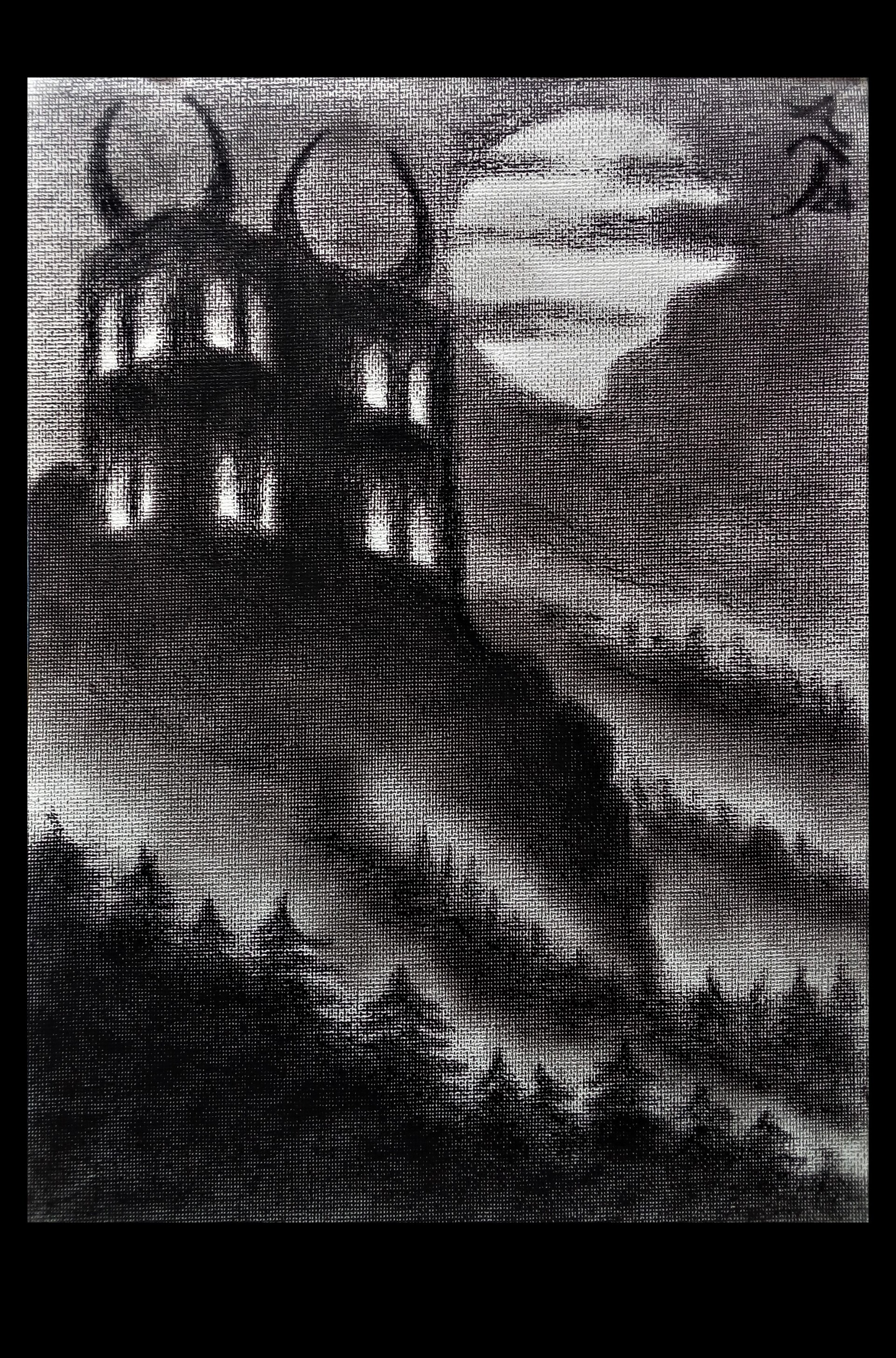 ArtStation - 'The Dark Castle'🖤🕍🌕 ...Graphite on canvas paper (11/01 ...