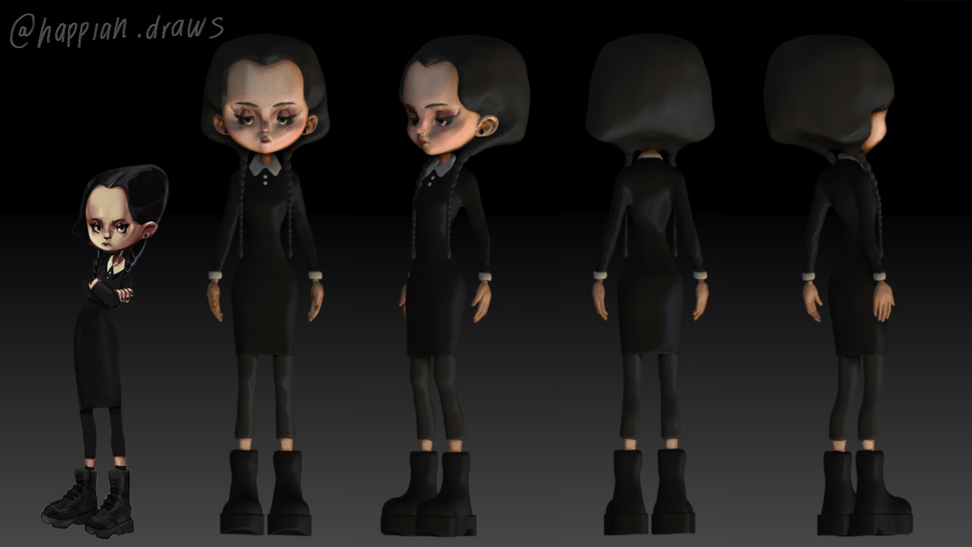 Hannah Appiah - Wednesday redesign and 3D turnaround [Includes ...