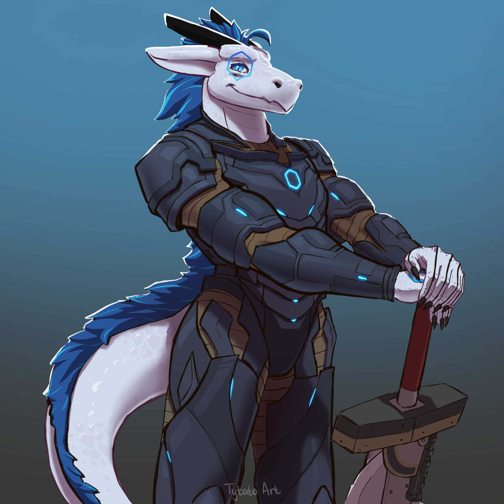 ArtStation - Edward, futuristic dragon warrior