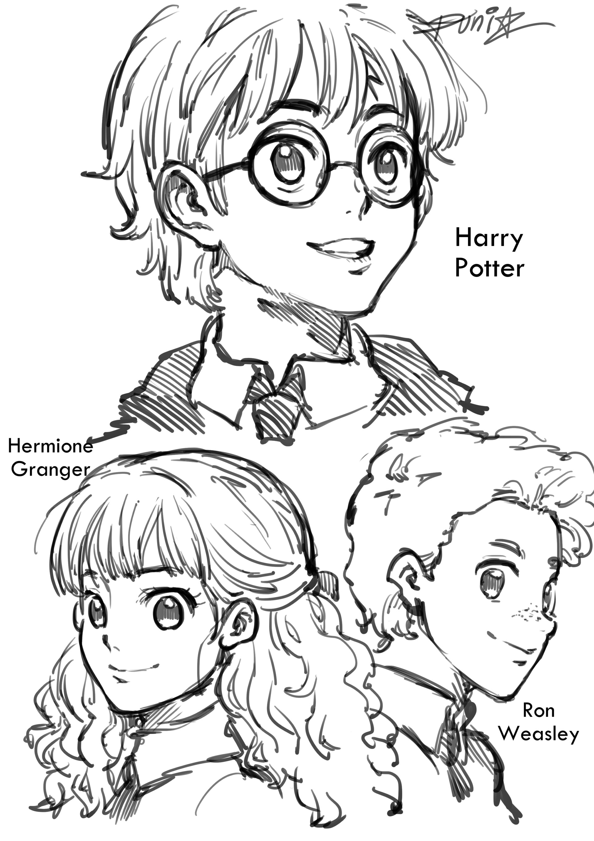 how to draw harry potter characters in anime