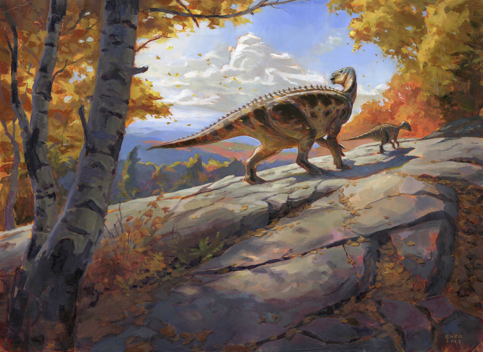 ArtStation - Iguanodon fall painting