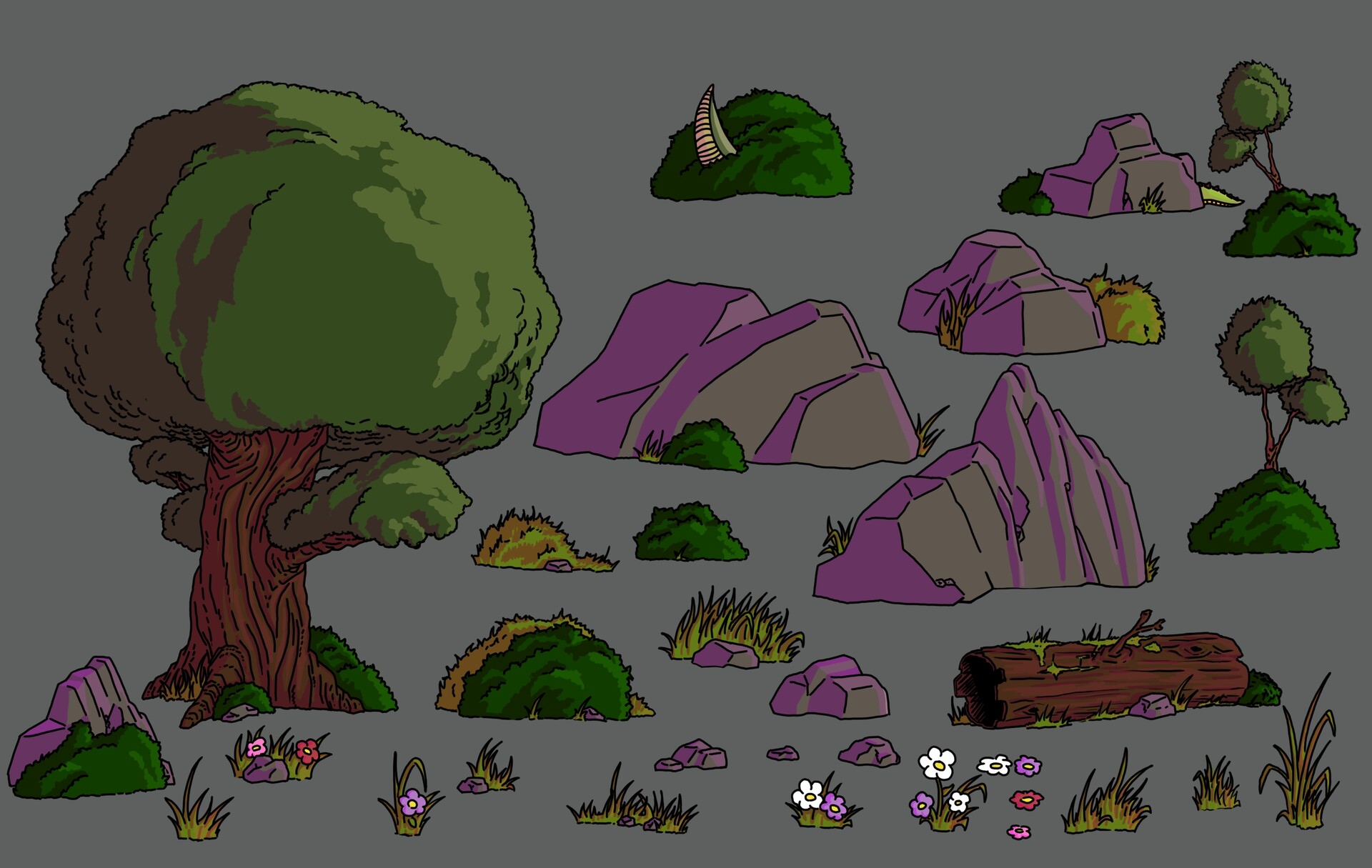 ArtStation - Elementos de decoración para videojuego 2D