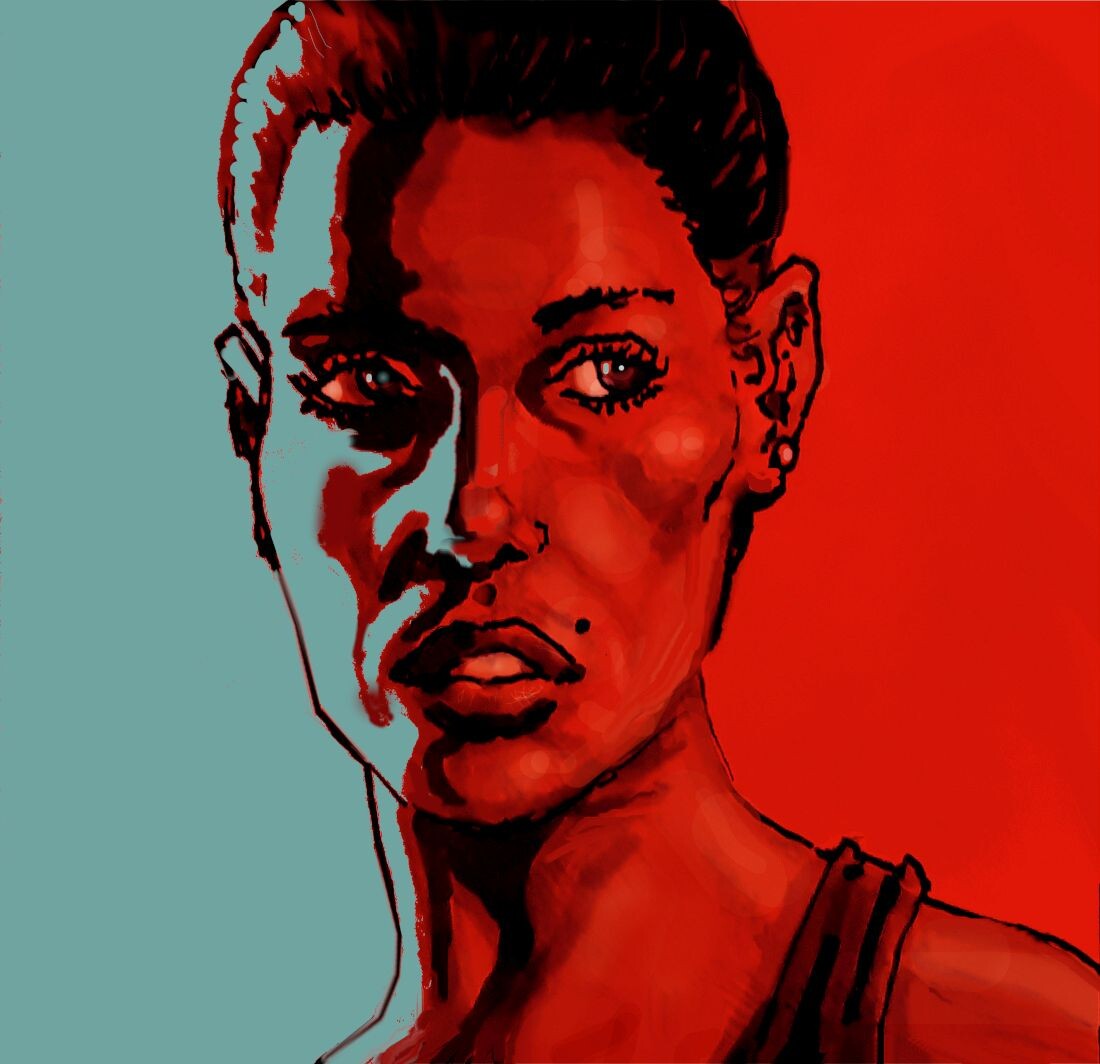 ArtStation - Blue and red portrait