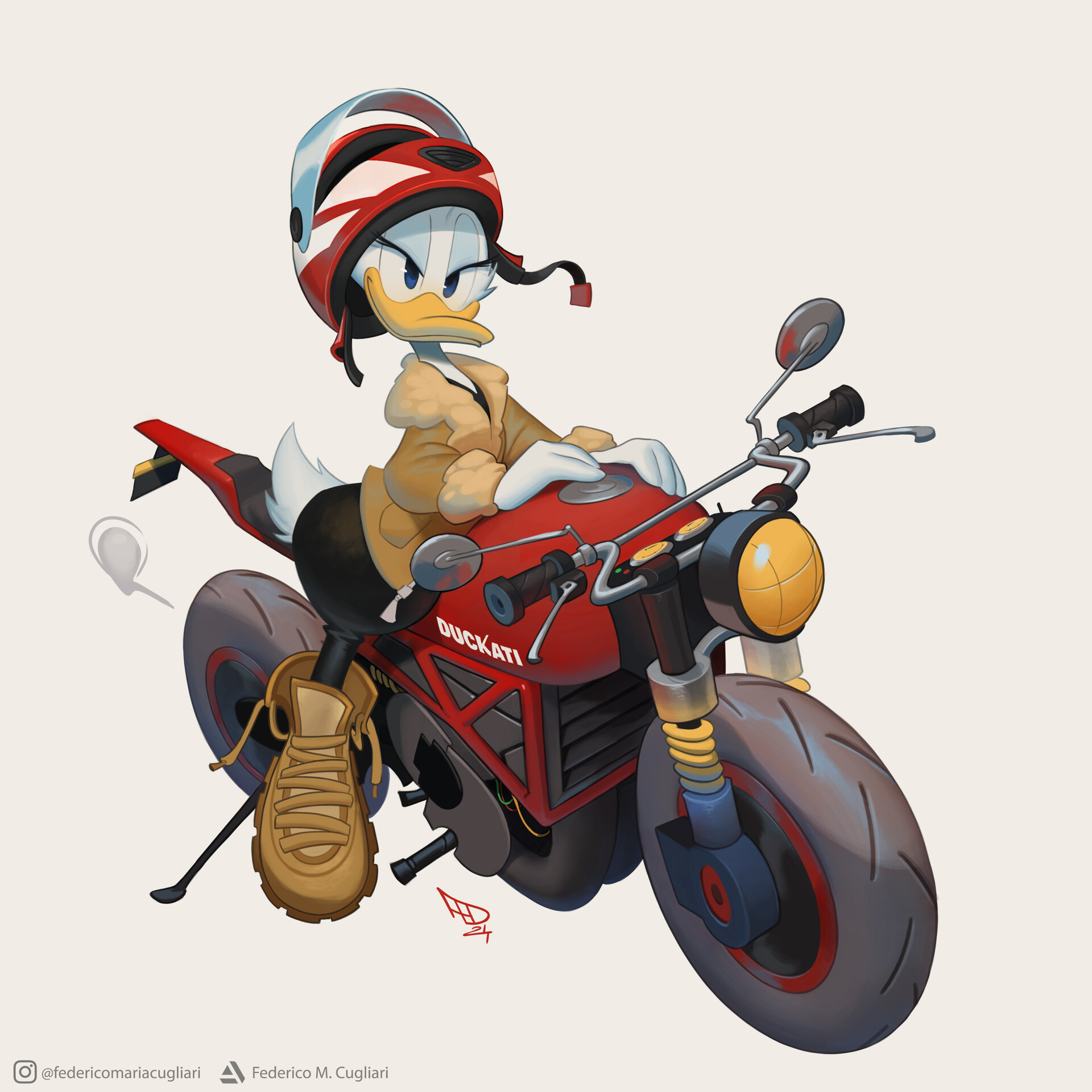 Daisy Duck on her DucKati by Federico M. Cugliari : r/ImaginaryBikers