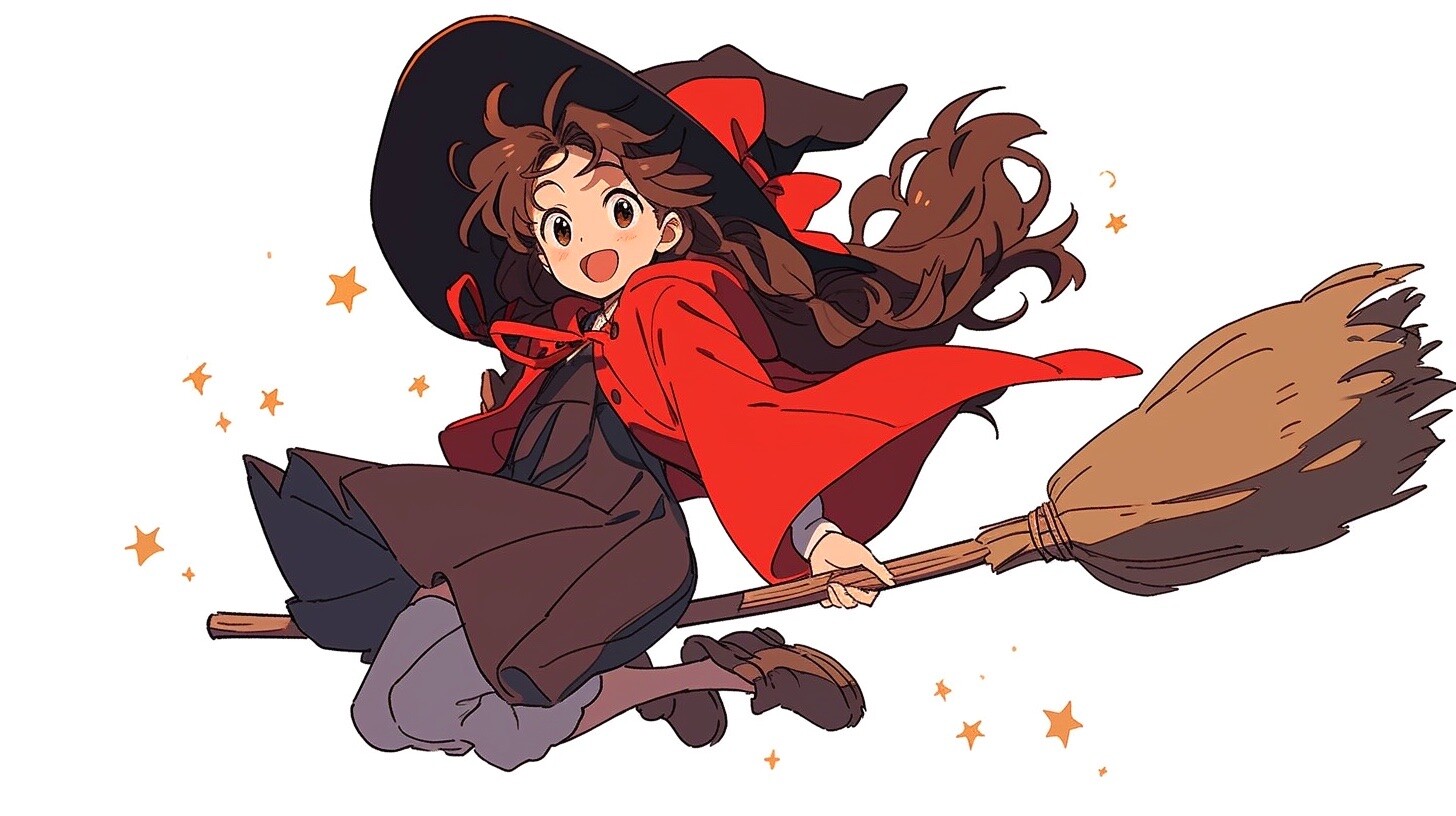 ArtStation - Little witch flying on a broose