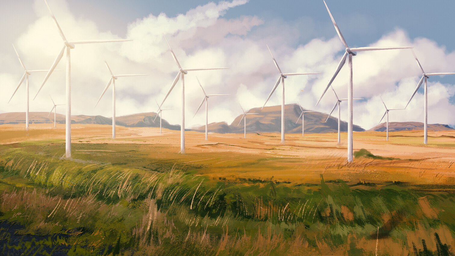 ArtStation - Wind farm - A quick Sketch