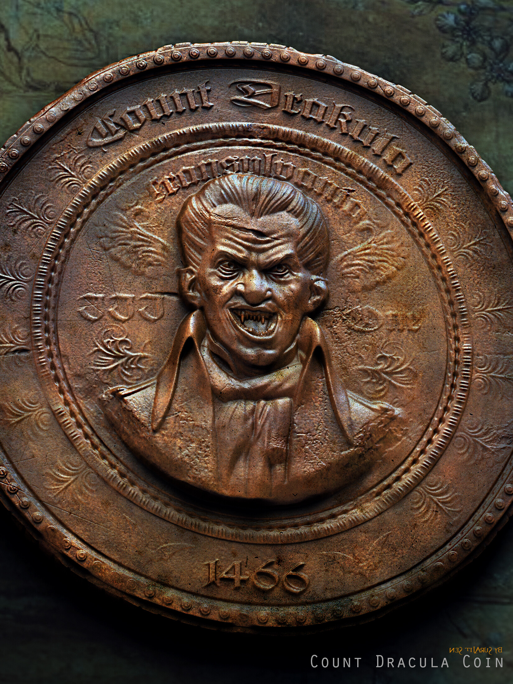 ArtStation - Count Dracula's Coin - Digital Sculpture by Surajit Sen