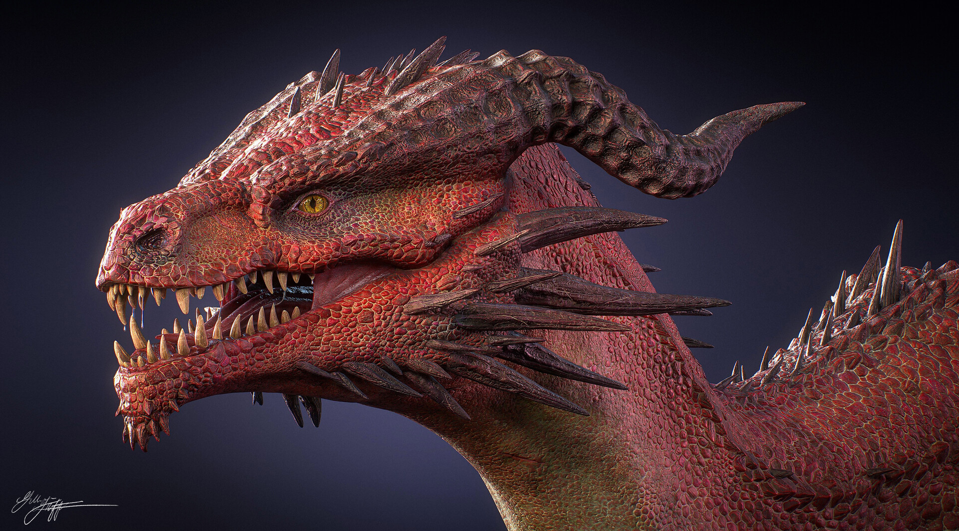 ArtStation - Red Dragon Bust