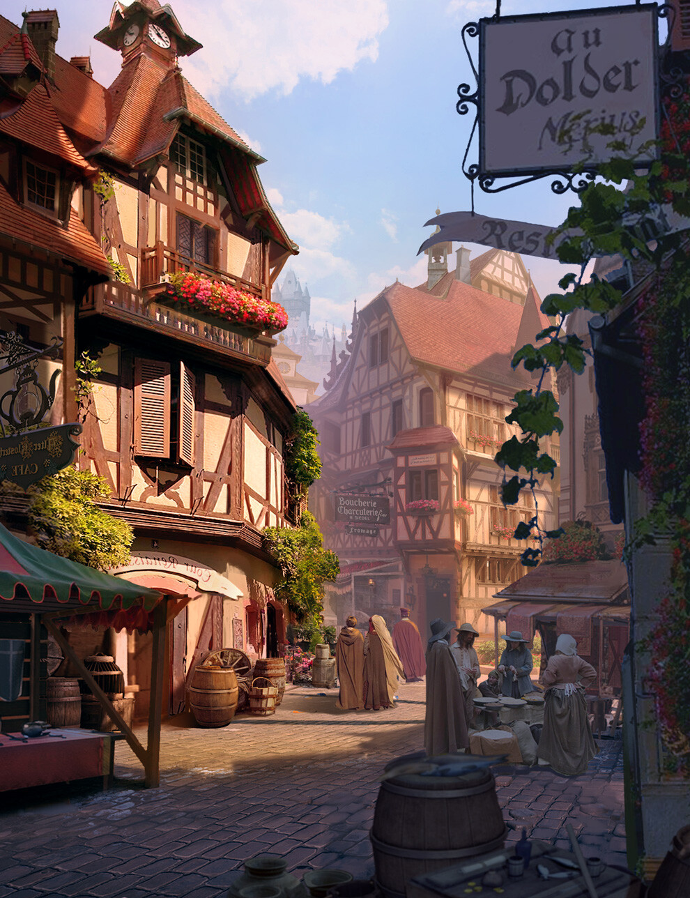 ArtStation - 2D Environment medieval domestic architecture Practice ...