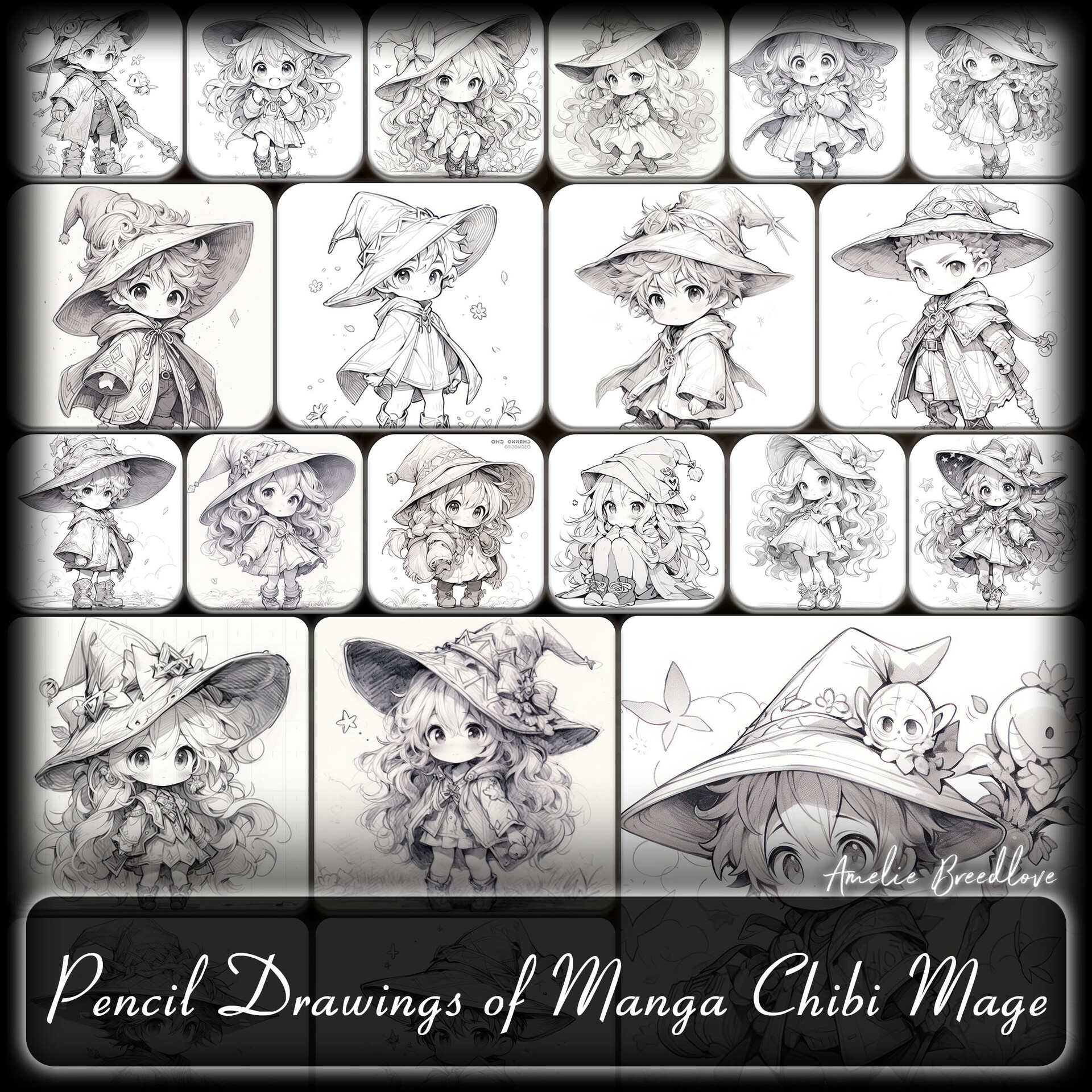 Amelie Anime - 200 Pencil Drawings of Manga Chibi Mage (Full Body ...