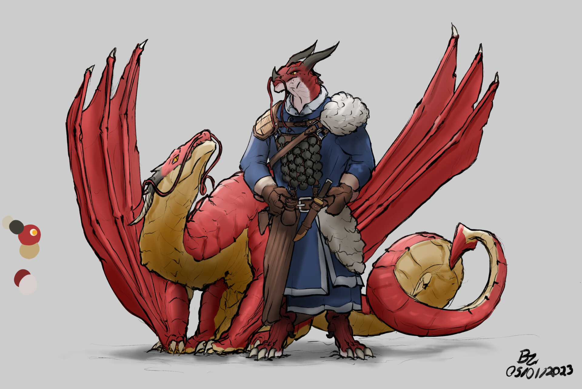 ArtStation - Dragonborn and Drake Commission