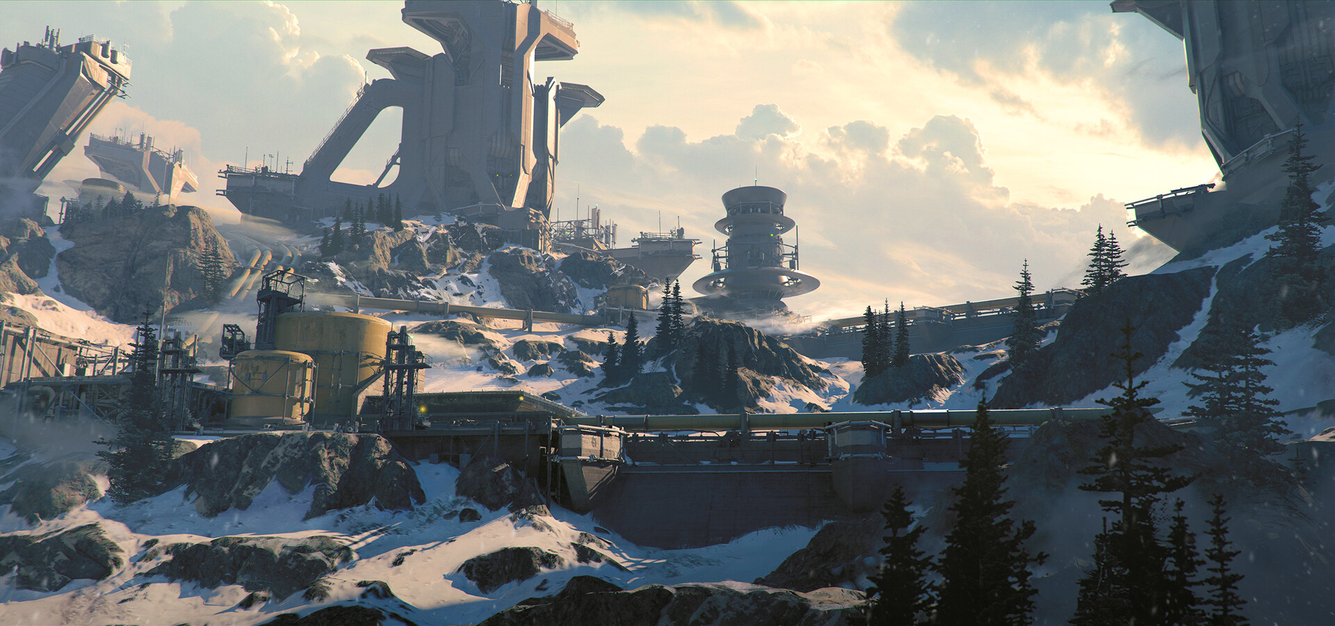 ArtStation - Snowy Mountain Base