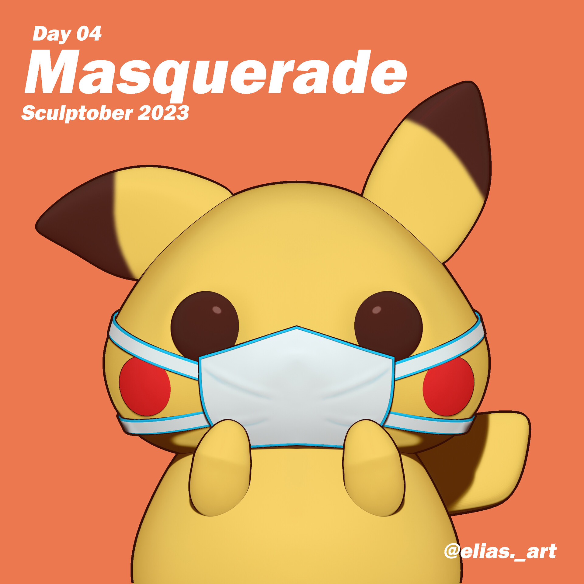 ArtStation - Pikachu with Mask / Day 04 - Masquerade Sculptober 2023.