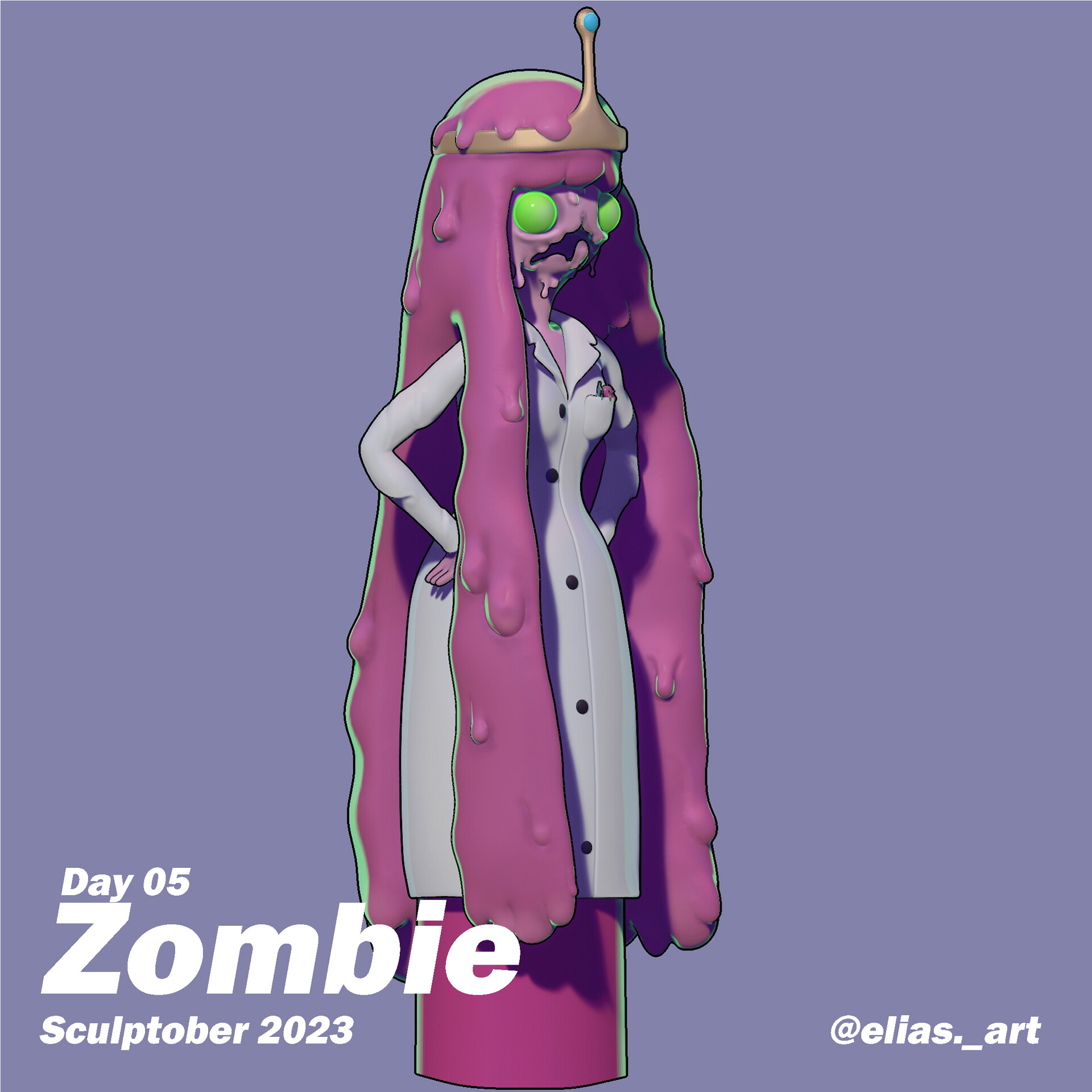 ArtStation - Zombie Princess Bubblegum / Day 05 - Zombie Sculptober 2023.