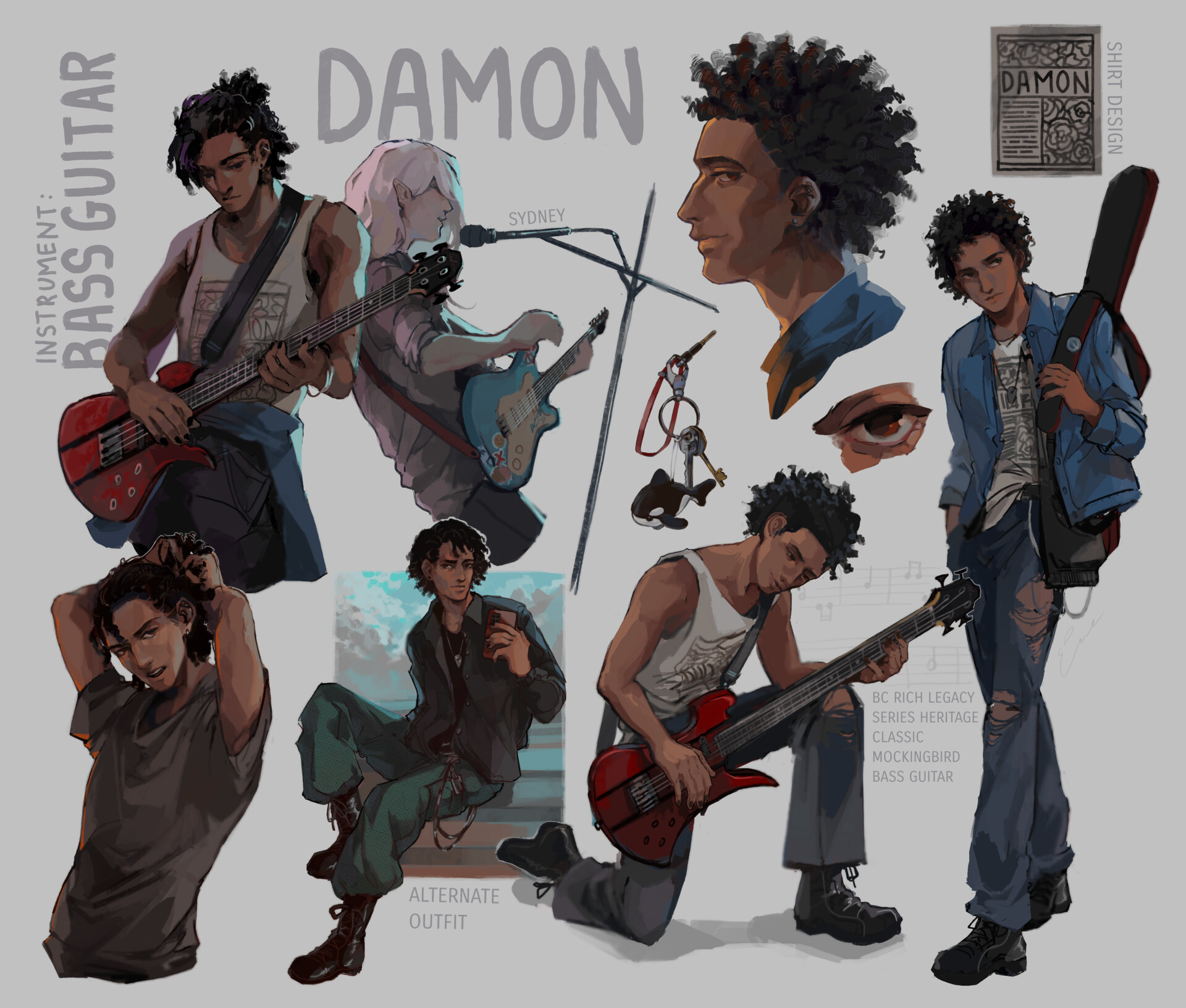 ArtStation - Concept sheet for rock guitarist "Damon"