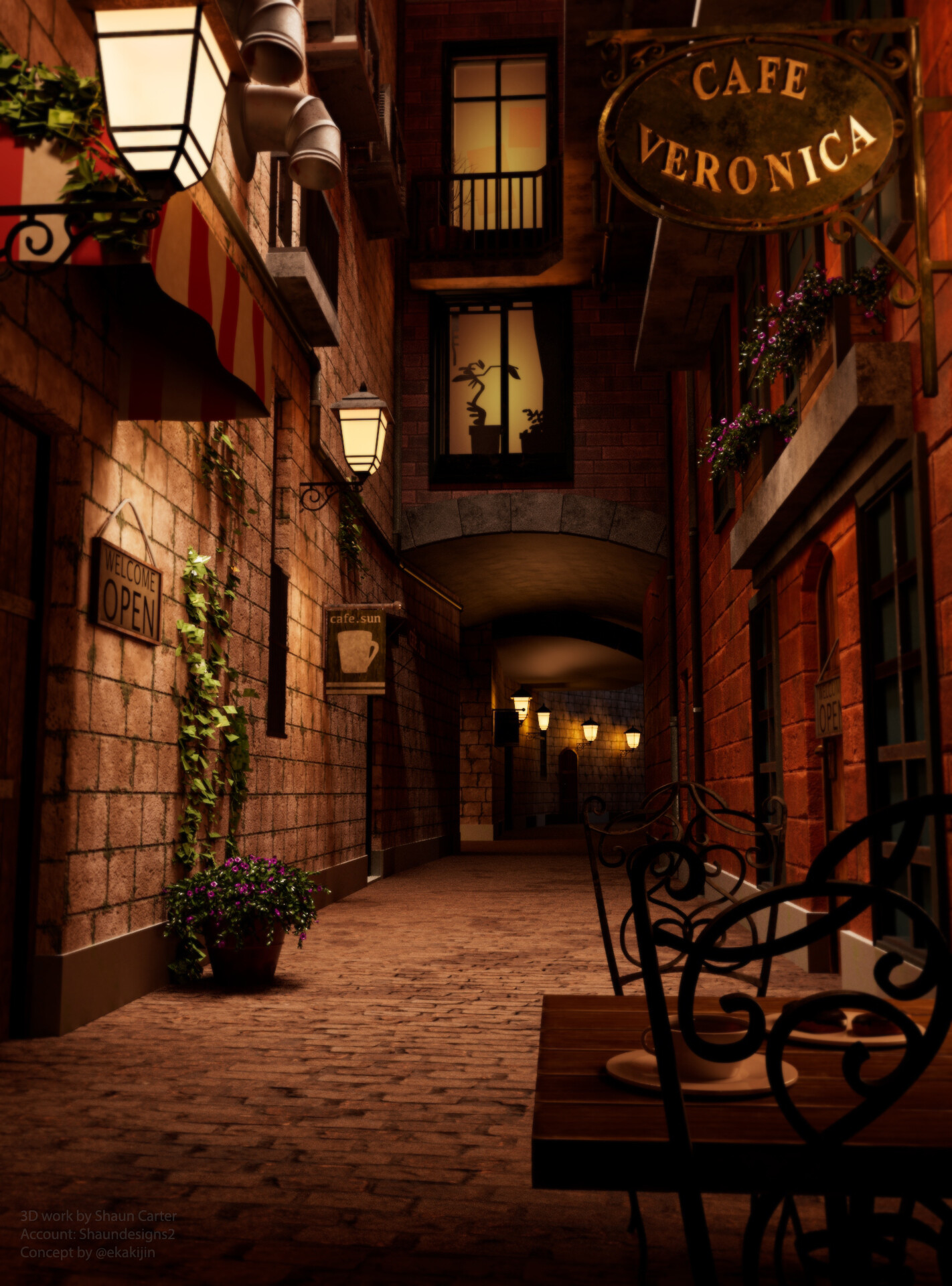 ArtStation - Cafe Alleyway