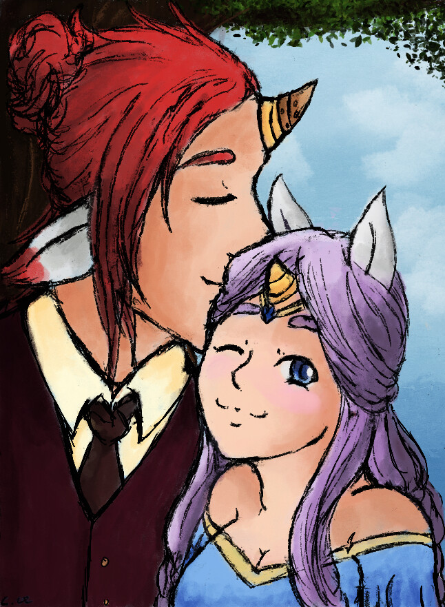 ArtStation - Showing some affection to your princess.