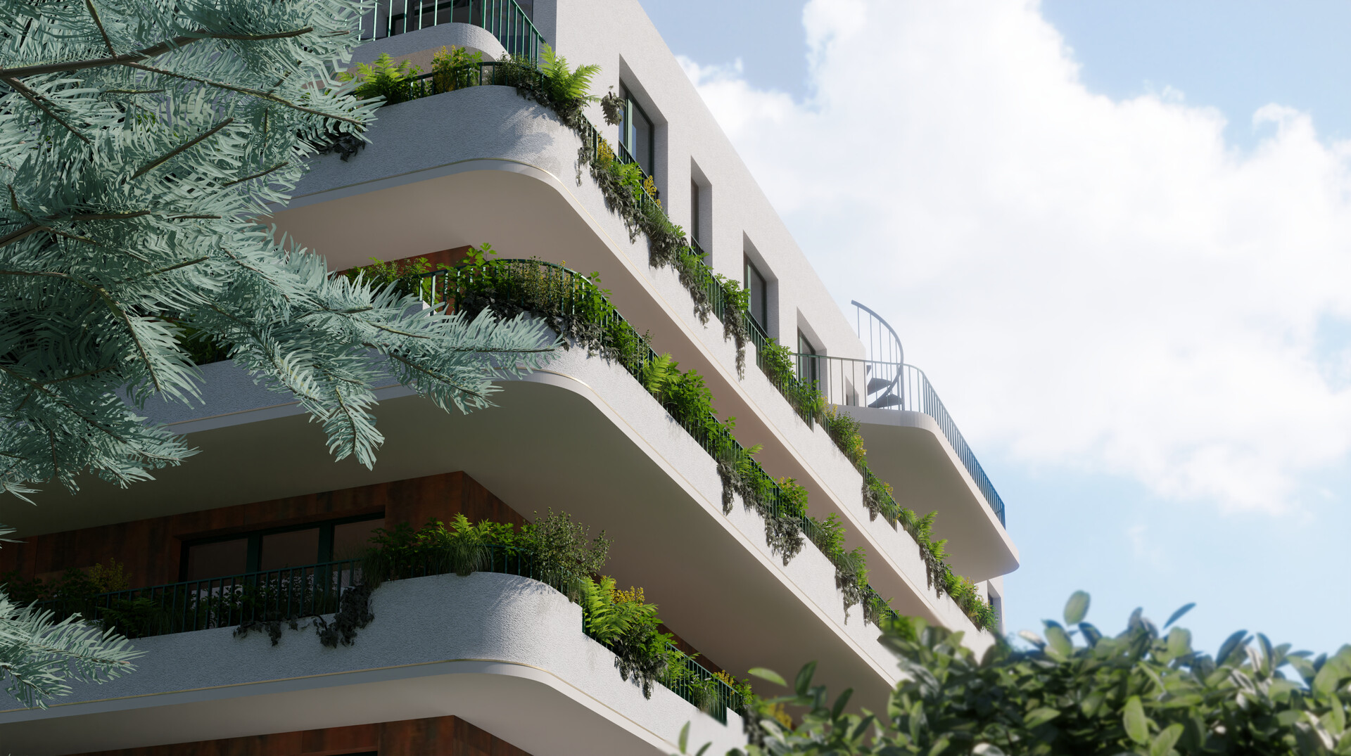 ArtStation - ArchViz: Green balconies for family estate