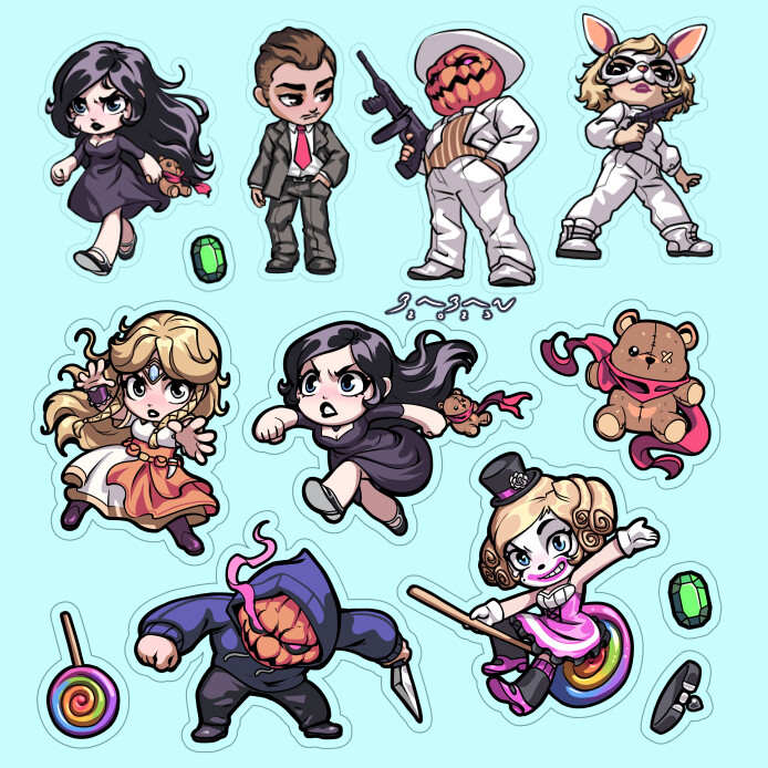 ArtStation - Scarlett Vs. Sticker set commission + Badge Design