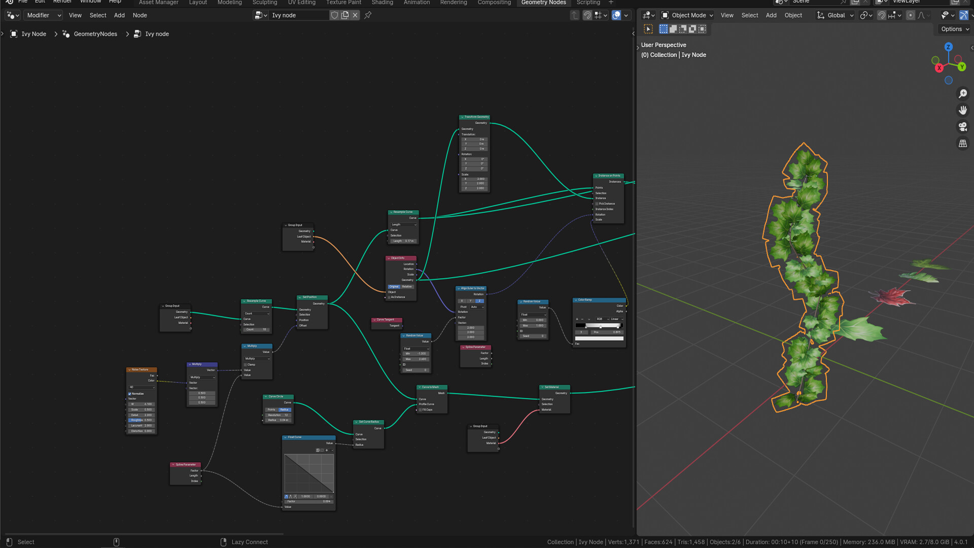 3D Tudor - Blender 4 Ivy Foliage Geometry Node