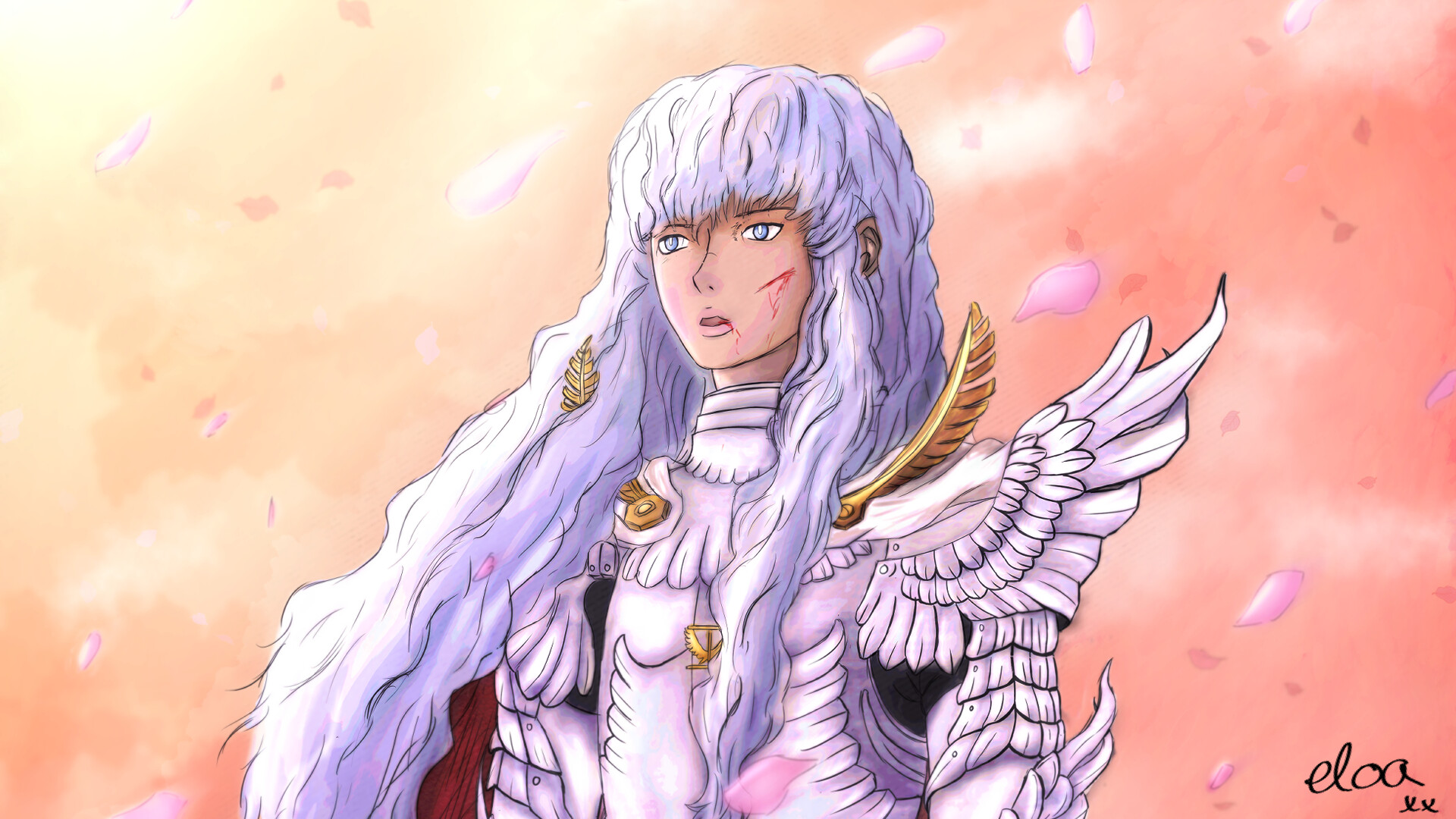 ArtStation - "i'm free..." Griffith Digital illustration - [Berserk]