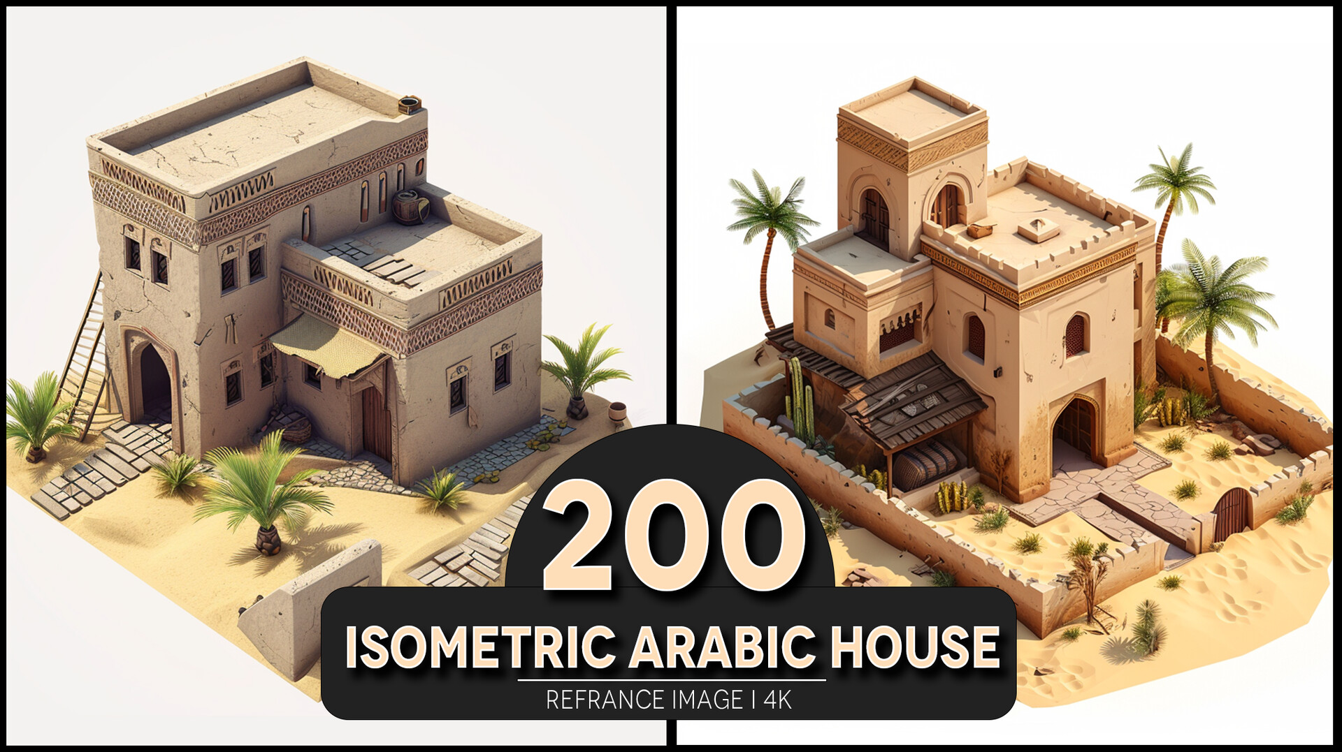 Pixel Ref - Isometric Arabic House 4K Reference/Concept Images