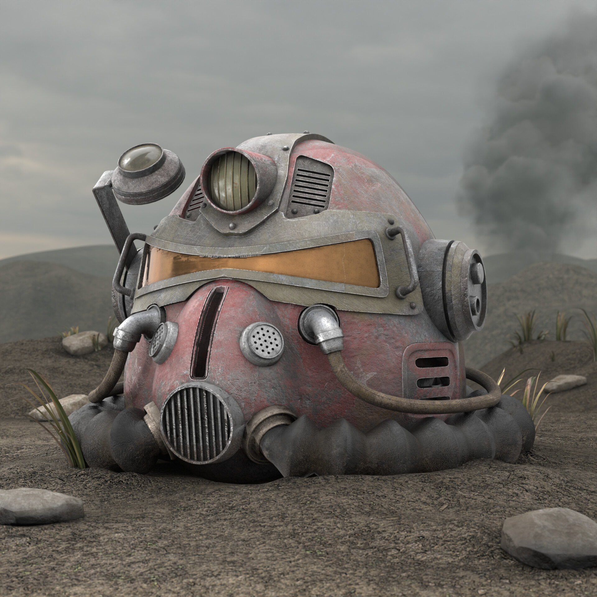ArtStation - Fallout power armor helmet (Speedmodeling Fan Art)