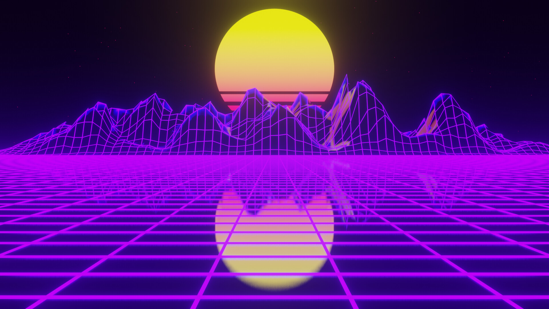 ArtStation - Synthwave Sun and mountains