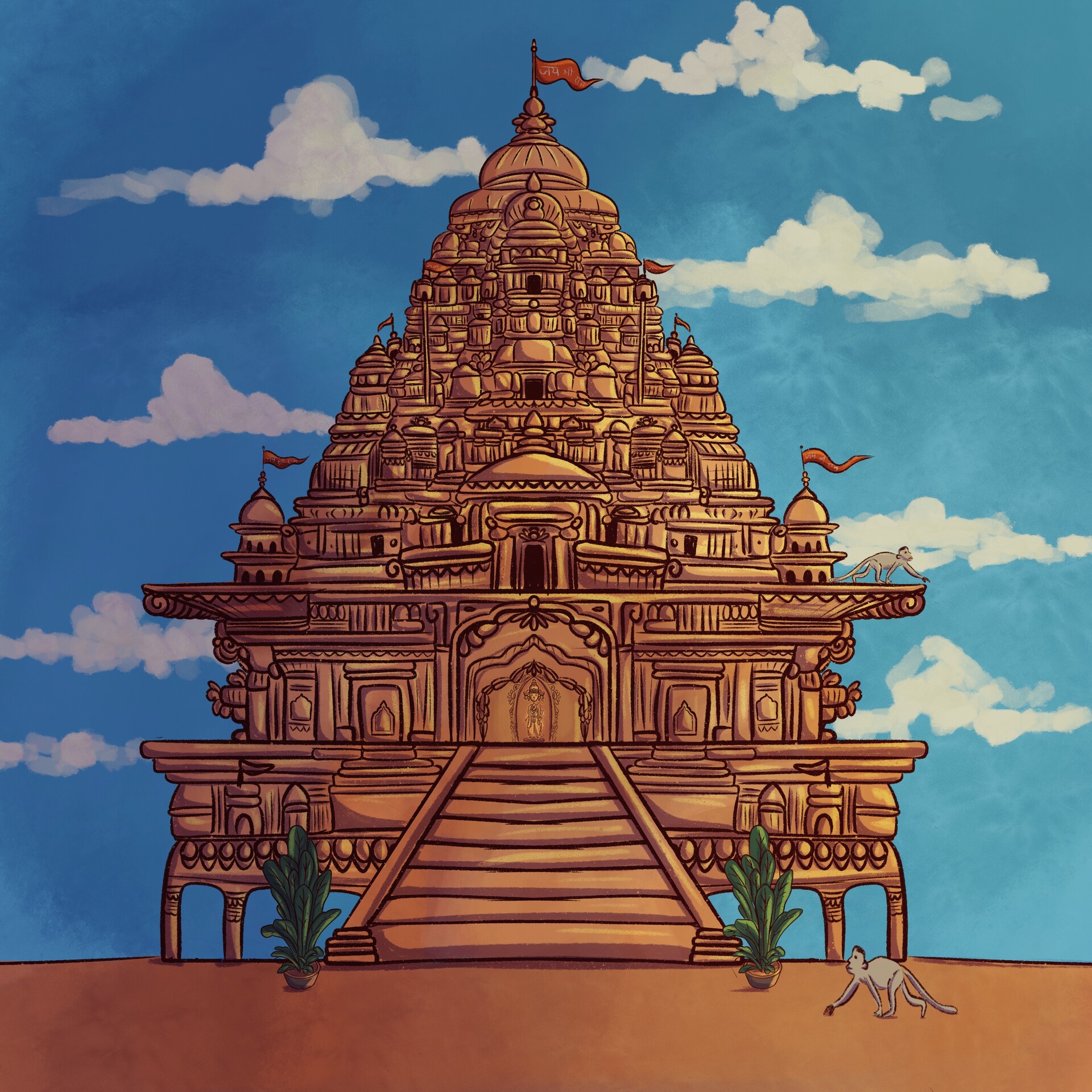 ram mandir drawing